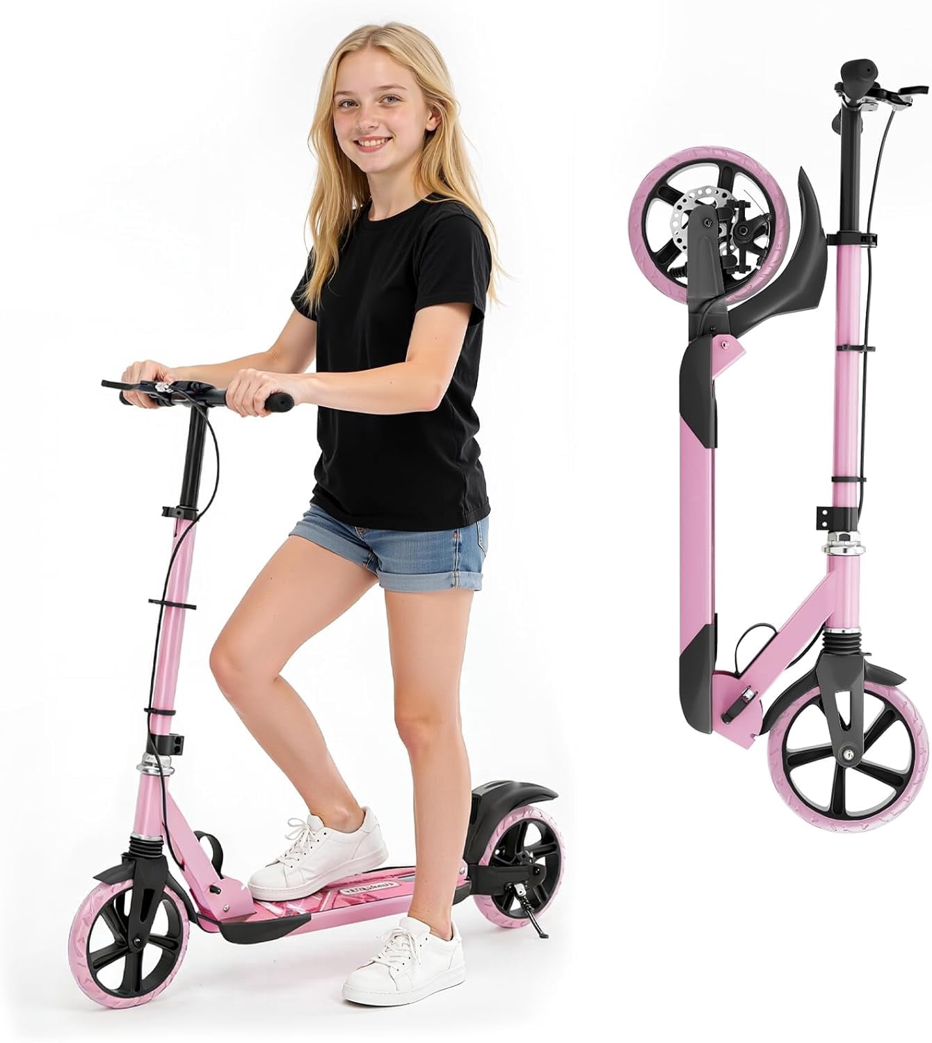 Kick Scooter for Teens & Adults, Lightweight Scooter with Hand Brake ...