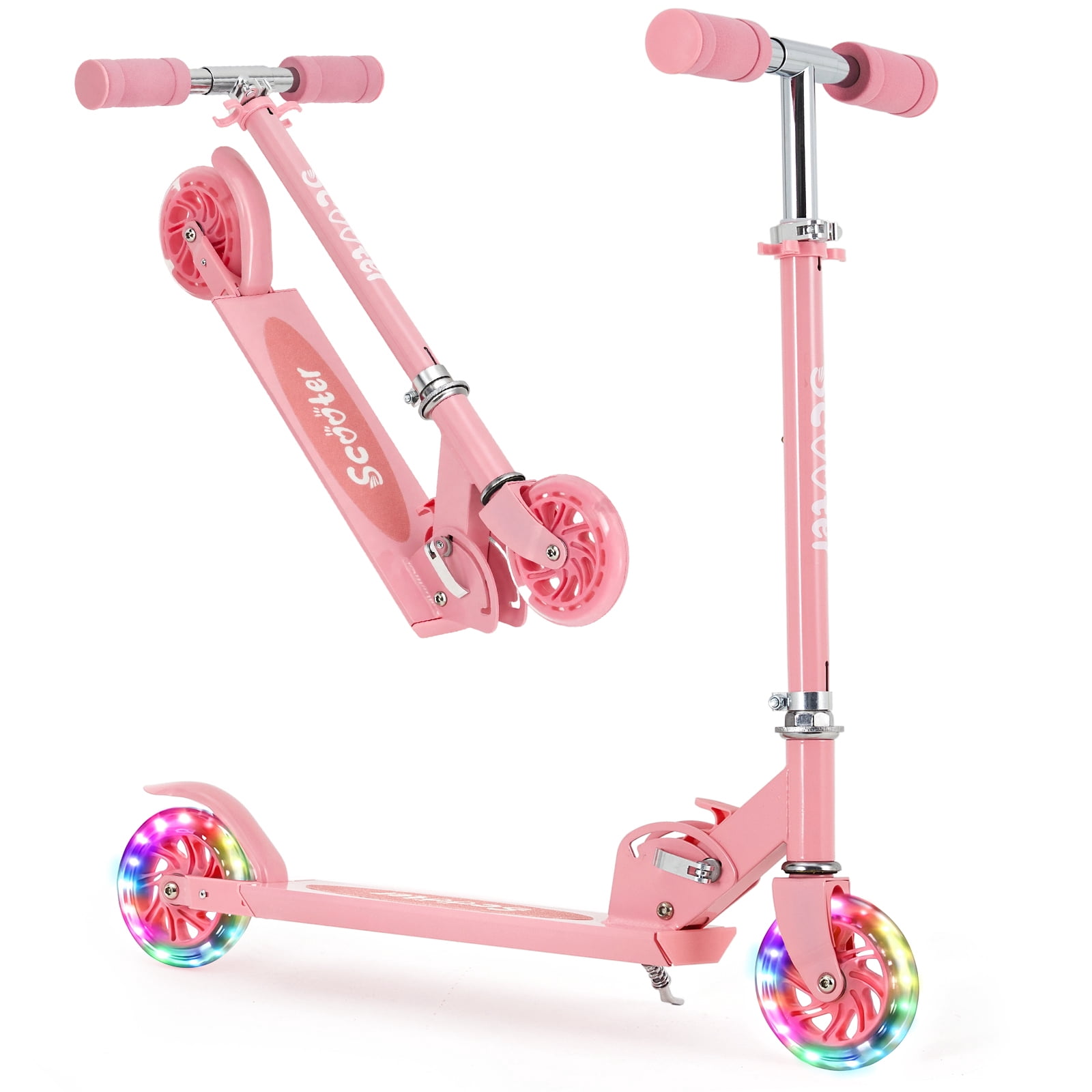 Kick Scooter for Kids, Kids Scooter with 5" LED RGB Lighted Wheels, 4.6 ...