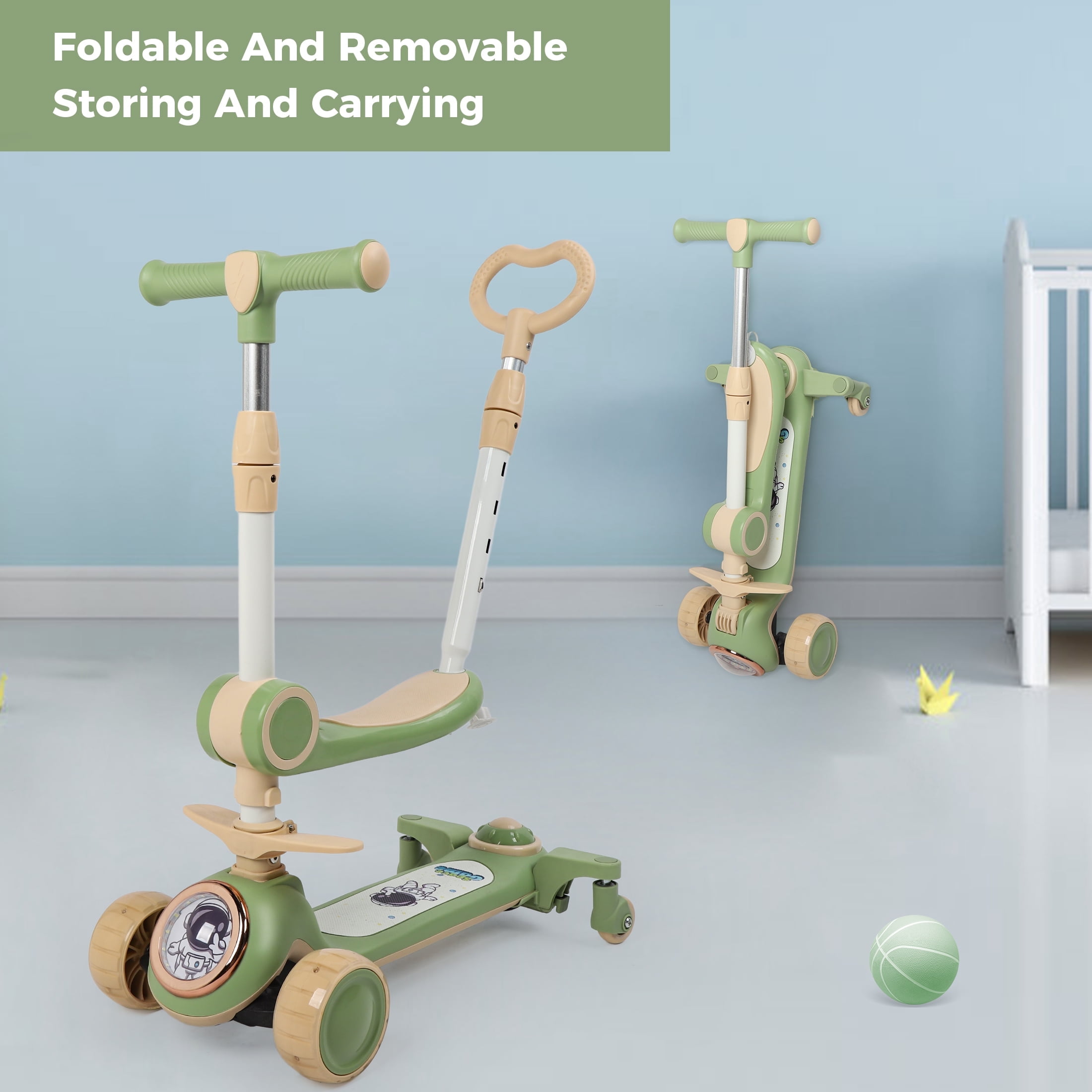 Kick Scooters for Kids With Adjustable Handle & Folding Seat,3-In-1 ...