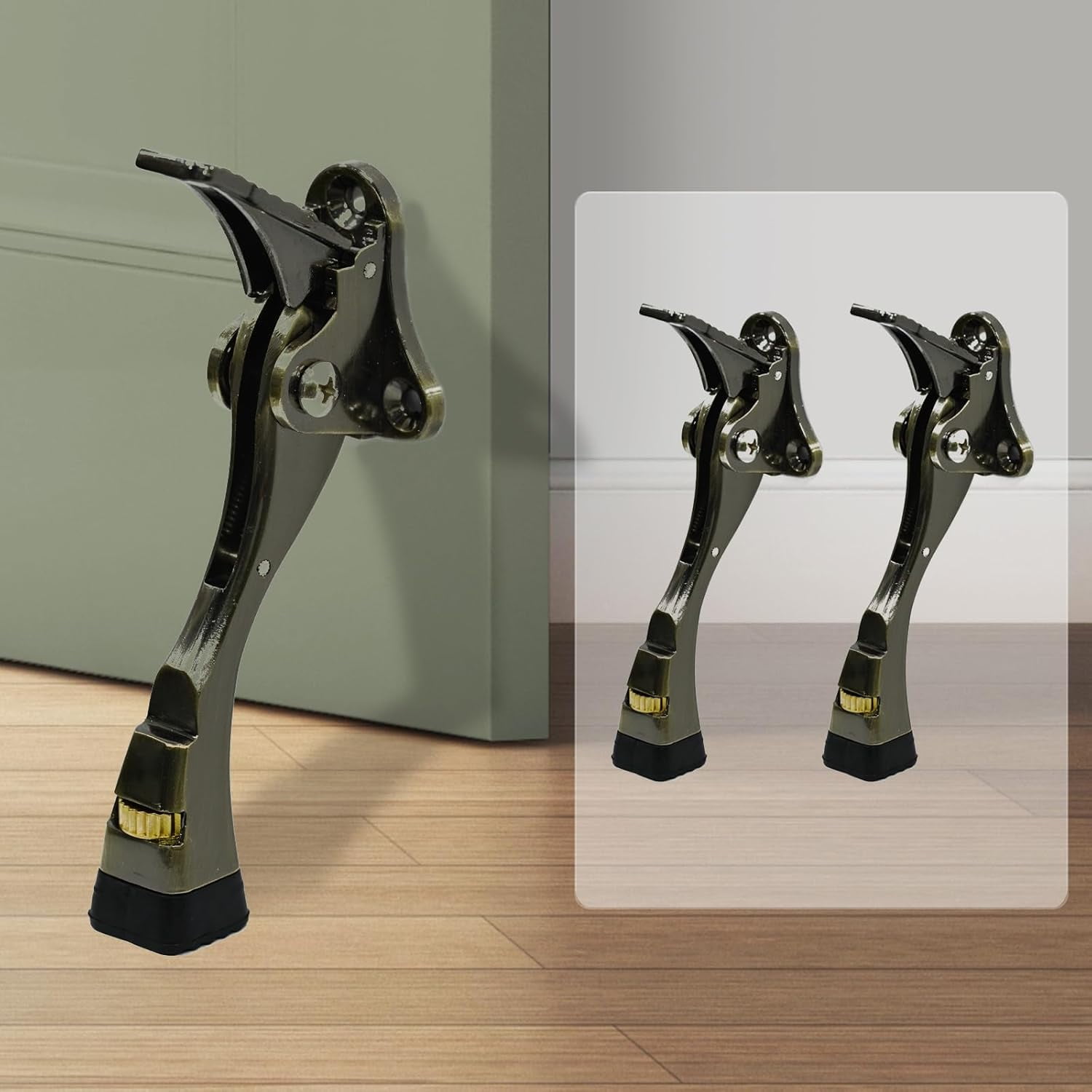 Kickdown Door Stopper, 2 Packs Door Holder to Keep Door Open, 4 Inch One Touch Semi-Automatic ...