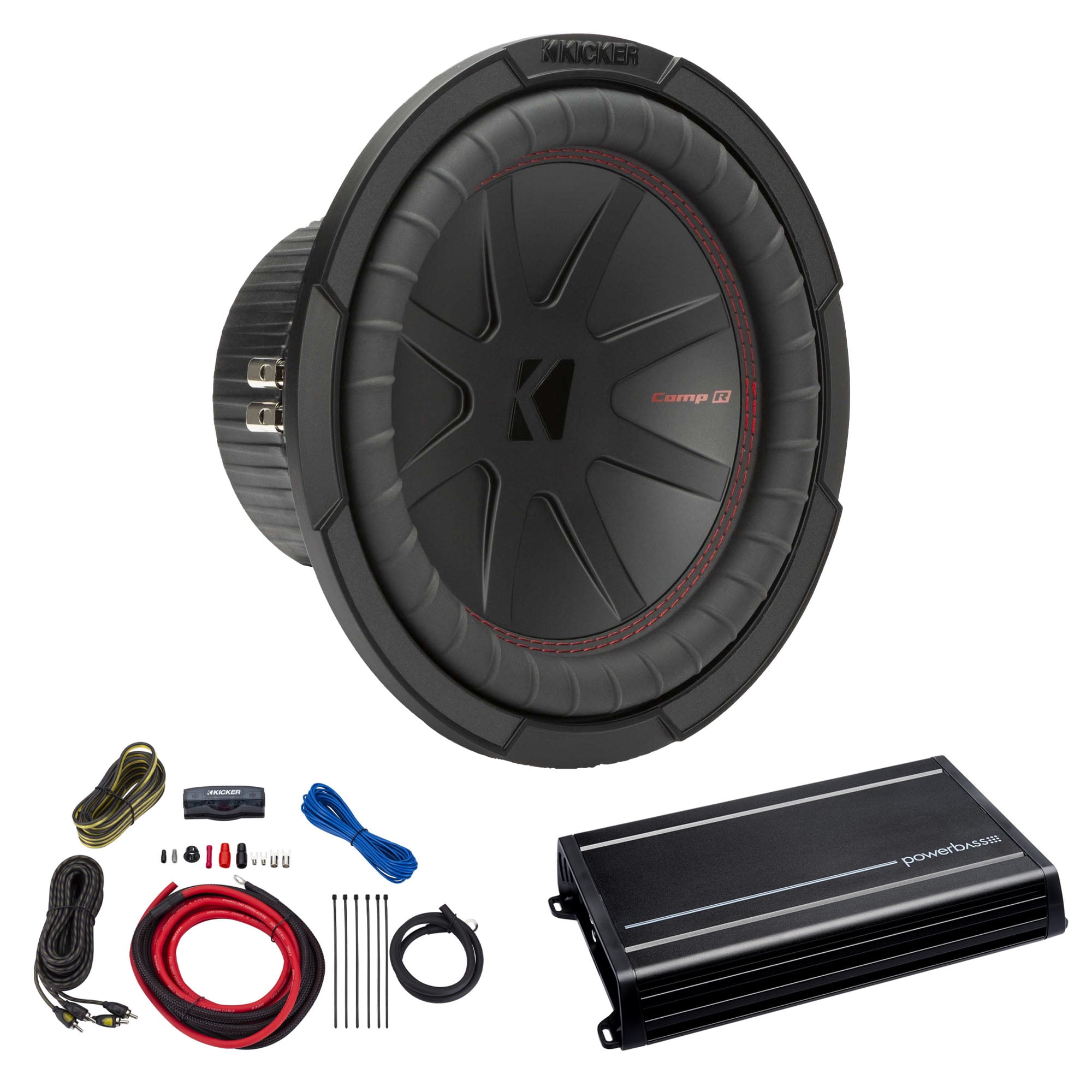 Kicker 10" Comp RT Woofer 48CWR104 Package for ACS-1000D Amp - Wire Kit - Walmart.com