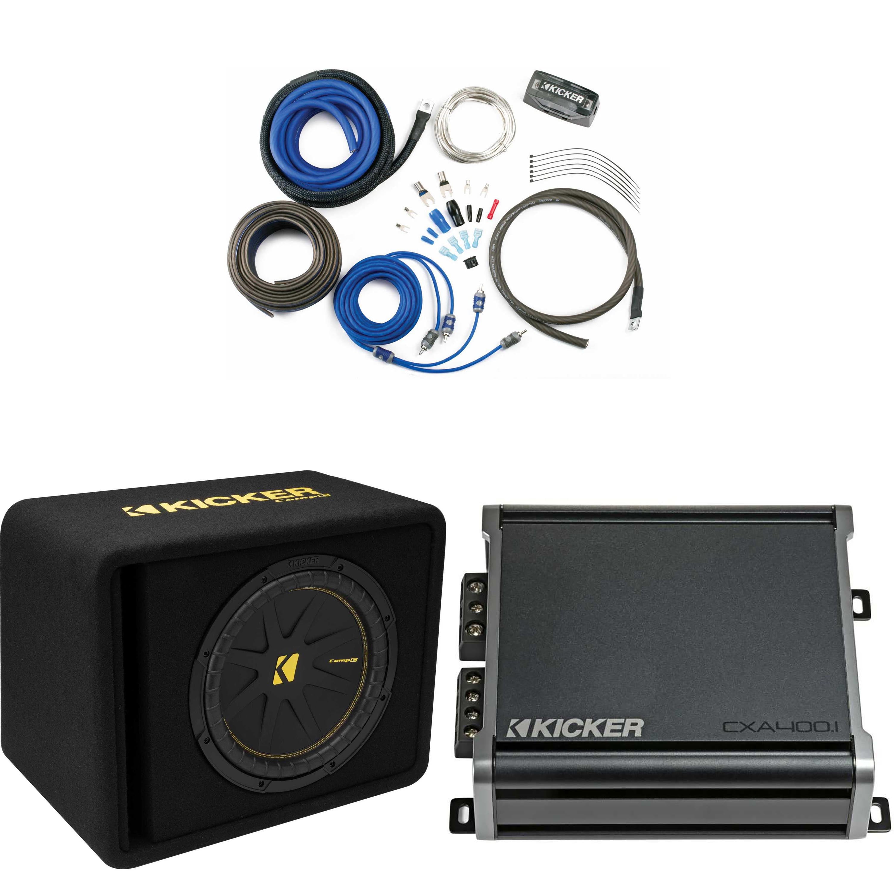 Kicker 12 Inch Comp Bass Package 50VCWC124 with 46CXA4001 and amp wire ...