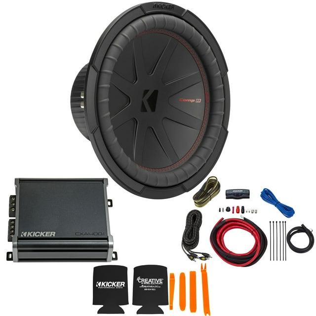 Kicker 12 Inch Comp R Woofer 48CWR124 Package with 46CXA4001 Amplifier ...