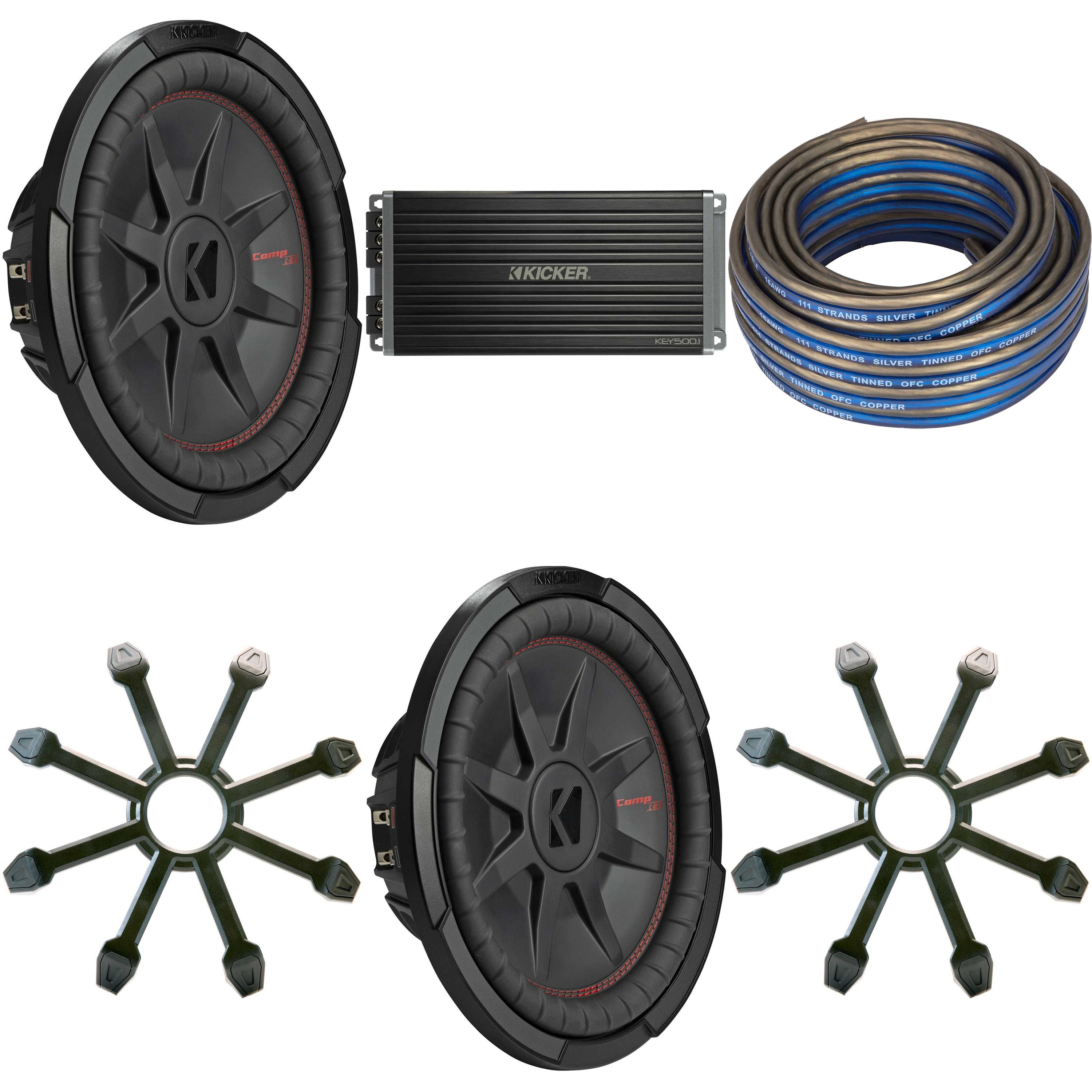 Kicker (2) 48CWRT122 CompRT 12" Subwoofer, DVC, 2-ohm w/ 47Key5001 Amp ...