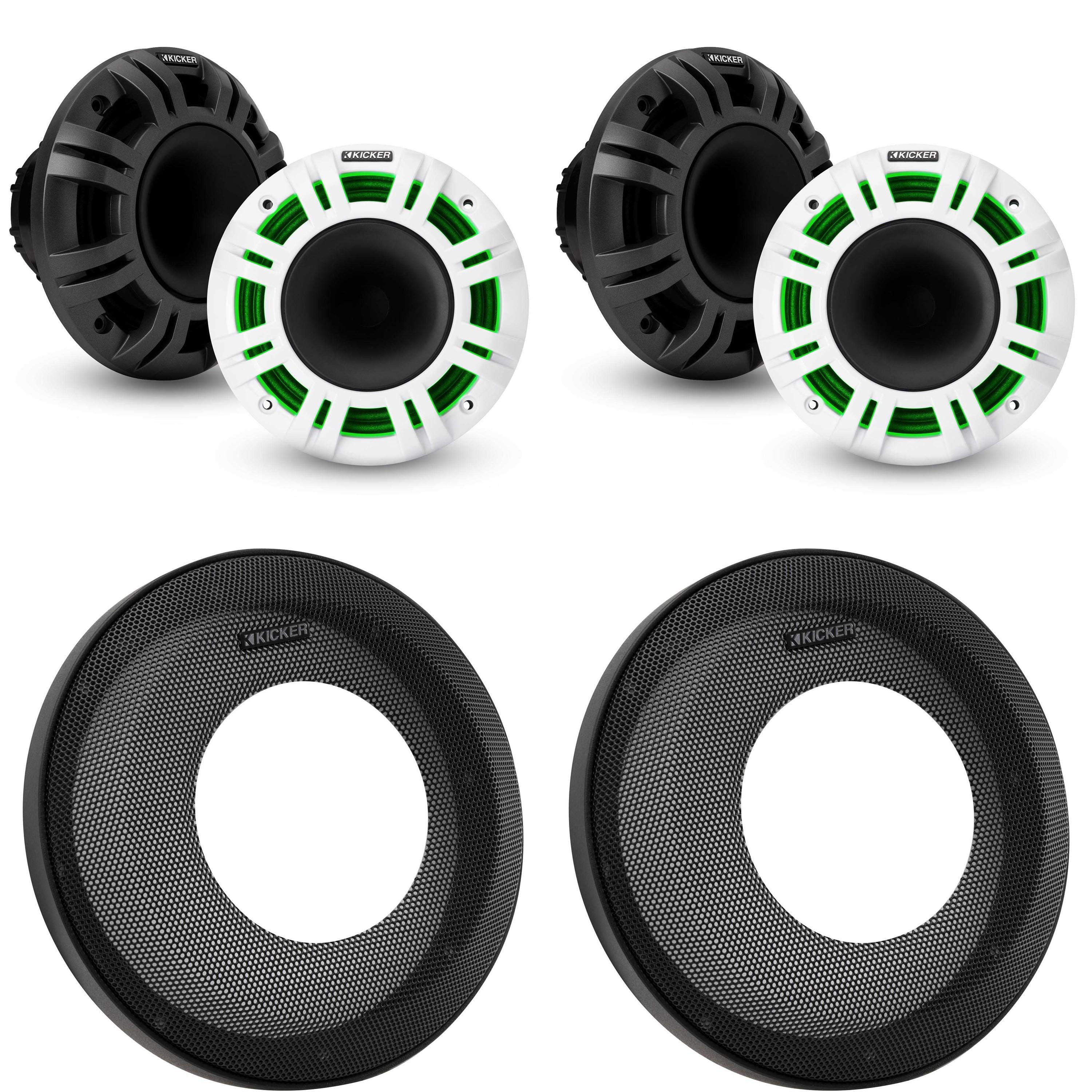 Kicker (2) 48KMXL65 6.5" 4-Ohm RGB-LED KMXL Horn-Loaded Marine Coaxial ...