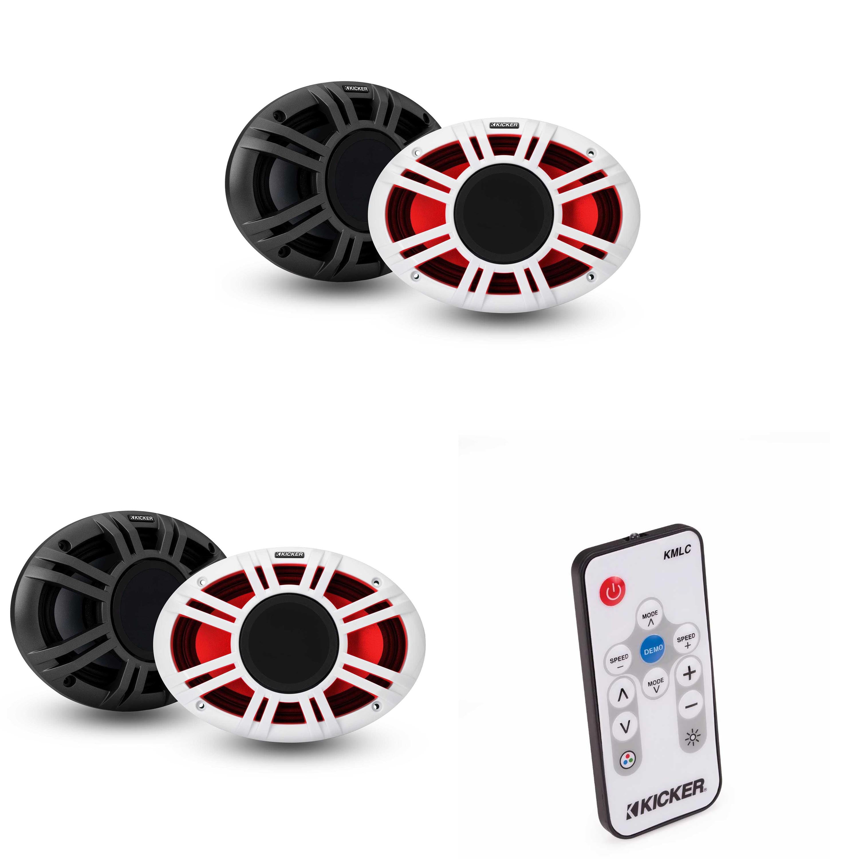 Kicker (2) 48KMXL69 6x9" 4-Ohm RGB-LED KMXL Horn-Loaded Marine Coaxial ...