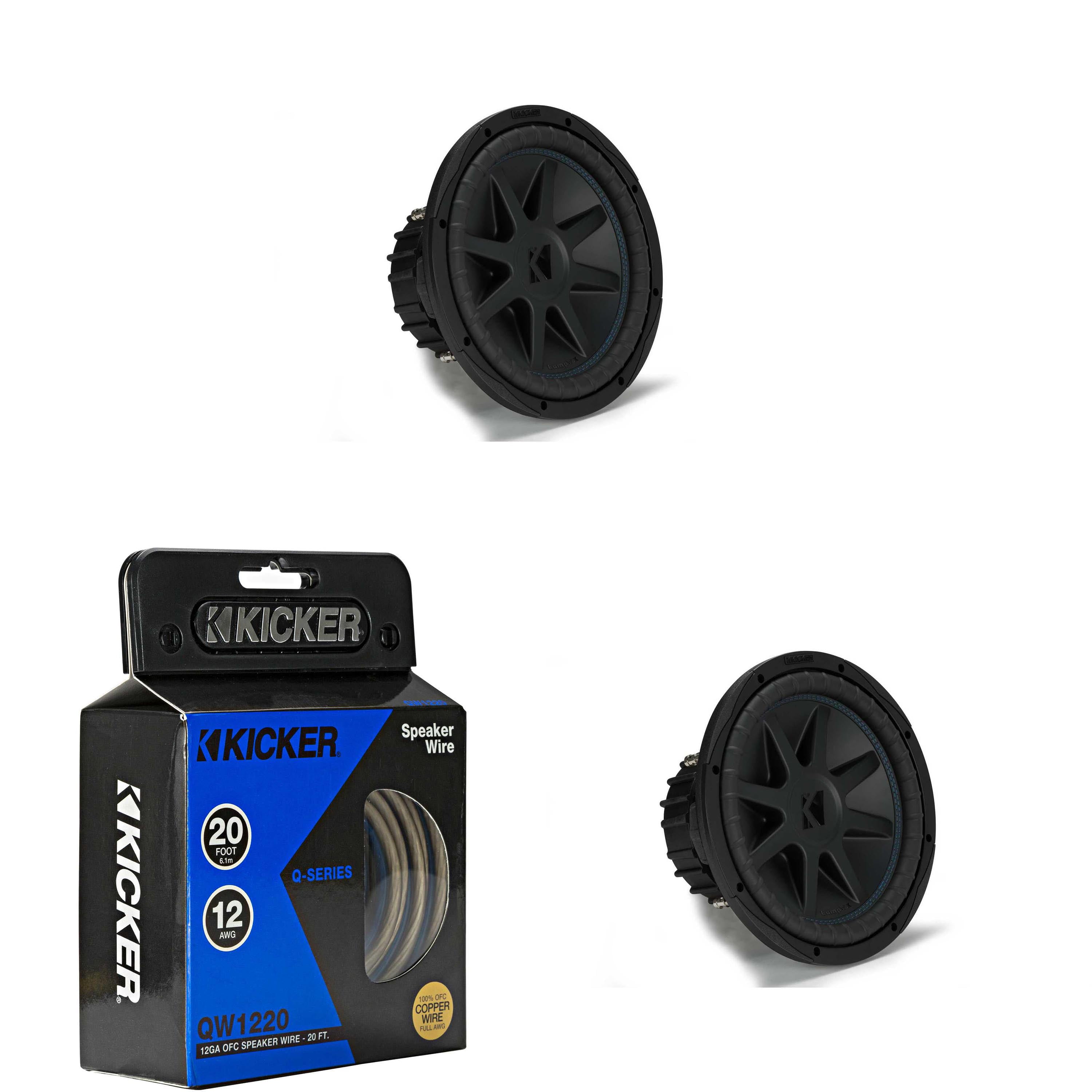 Kicker (2) 50CVX122 CompVX 12-Inch Subwoofer, Dual 2-Ohm & 46QW1220 ...