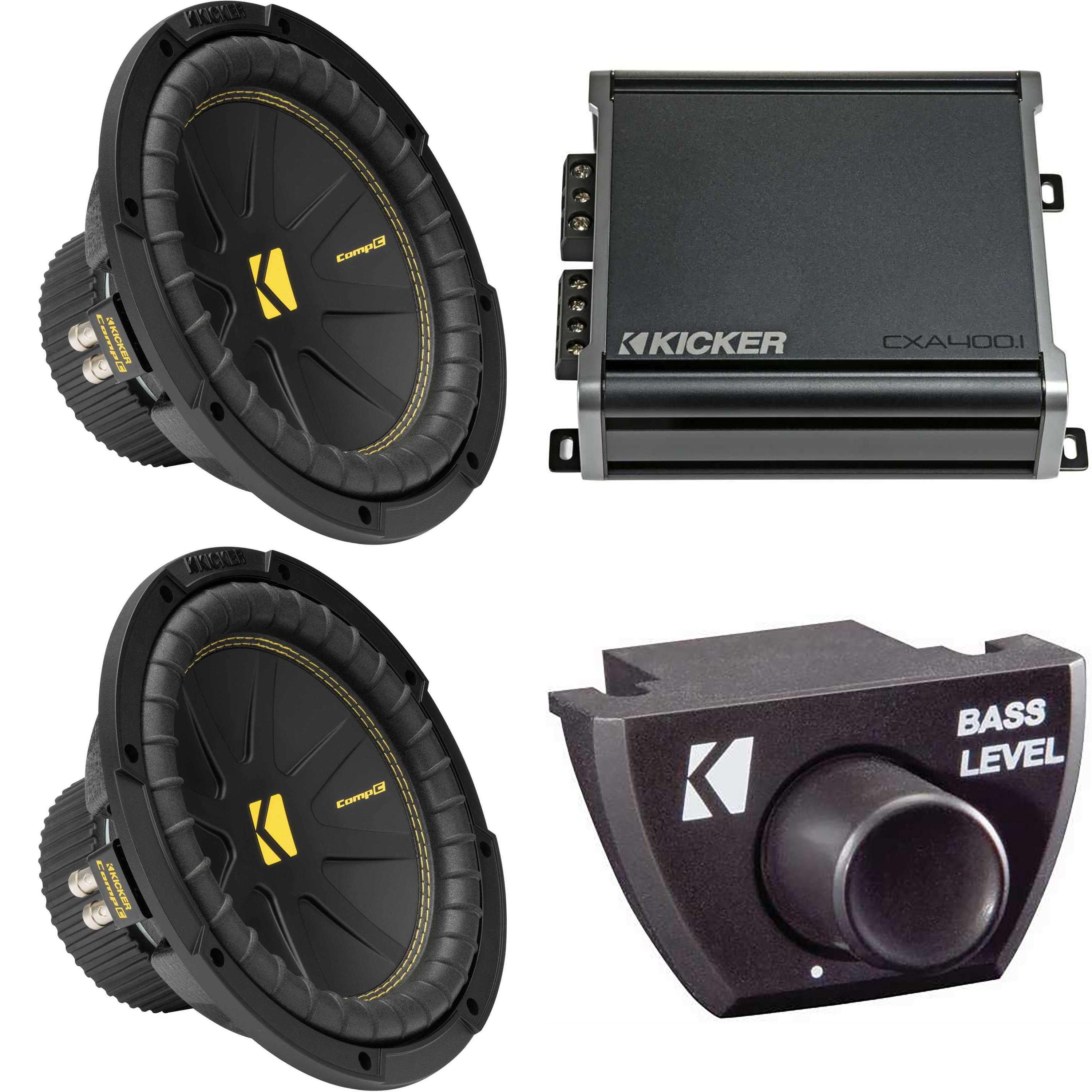 Kicker (2) 50CWCD104 CompC 10" Subwoofer, Dual 4-Ohm with CXA4001 Amp ...