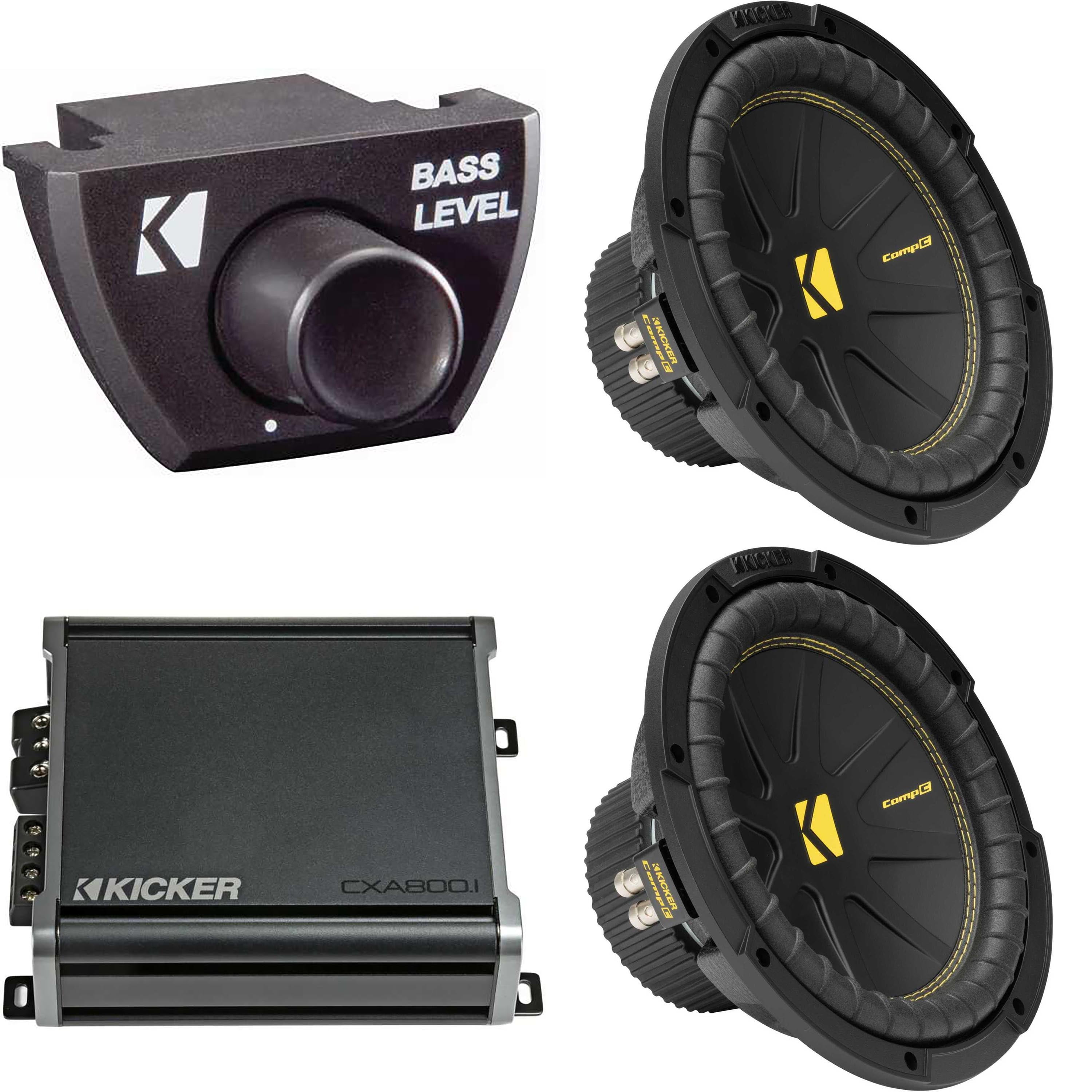 Kicker (2) 50CWCD104 CompC 10" Subwoofer, Dual 4-Ohm with CXA8001 Amp ...