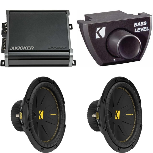Kicker (2) 50CWCS124 CompC 12" Subwoofer, Single 4-Ohm with CXA8001 Amp ...