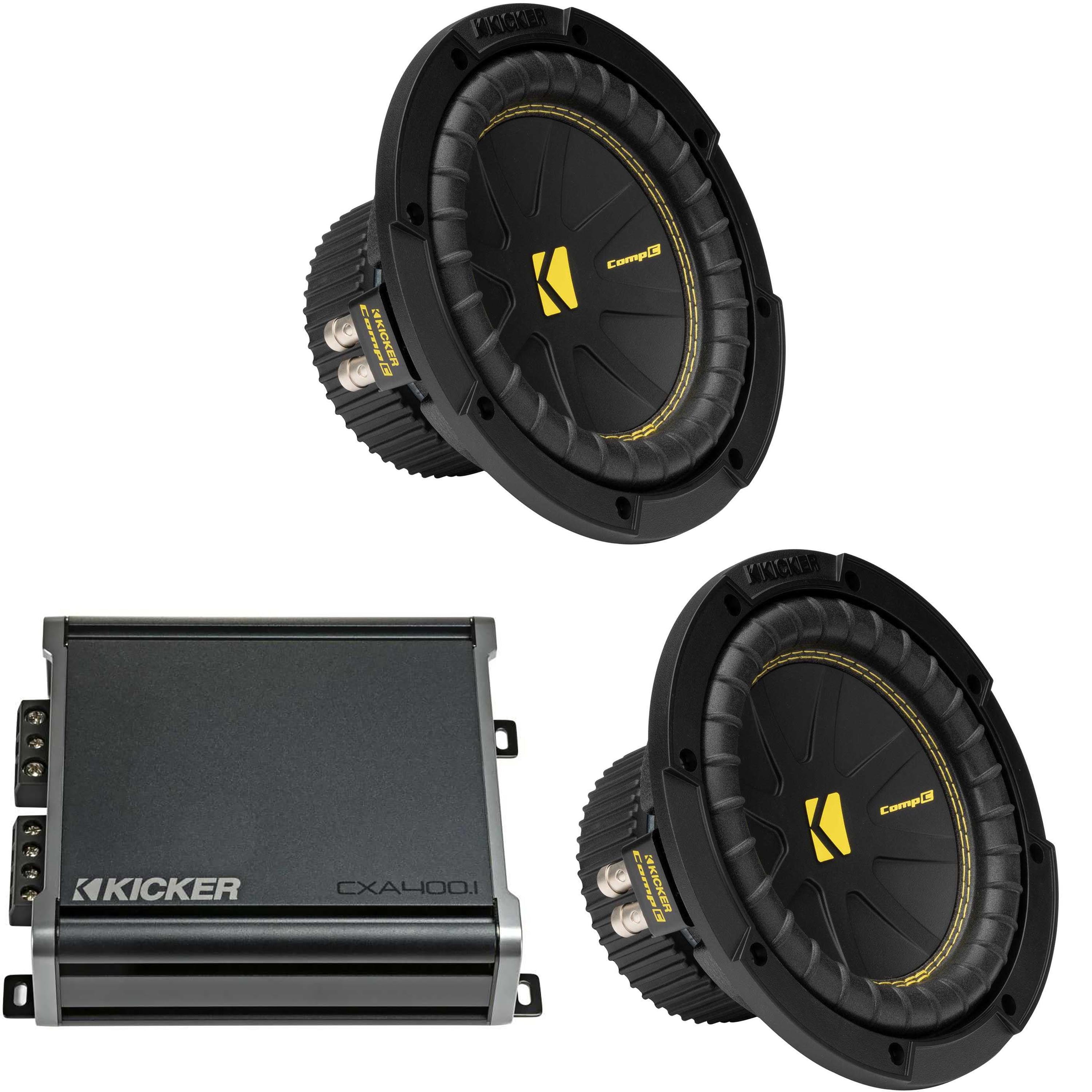 Kicker (2) 50CWCS84 CompC 8" Subwoofer, Single 4-Ohm with CXA4001 Amp ...