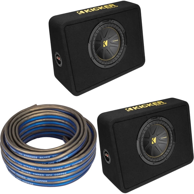 Kicker (2) 50TCWC104 CompC 10" Subwoofer in Thin Profile Enclosure 4 ...
