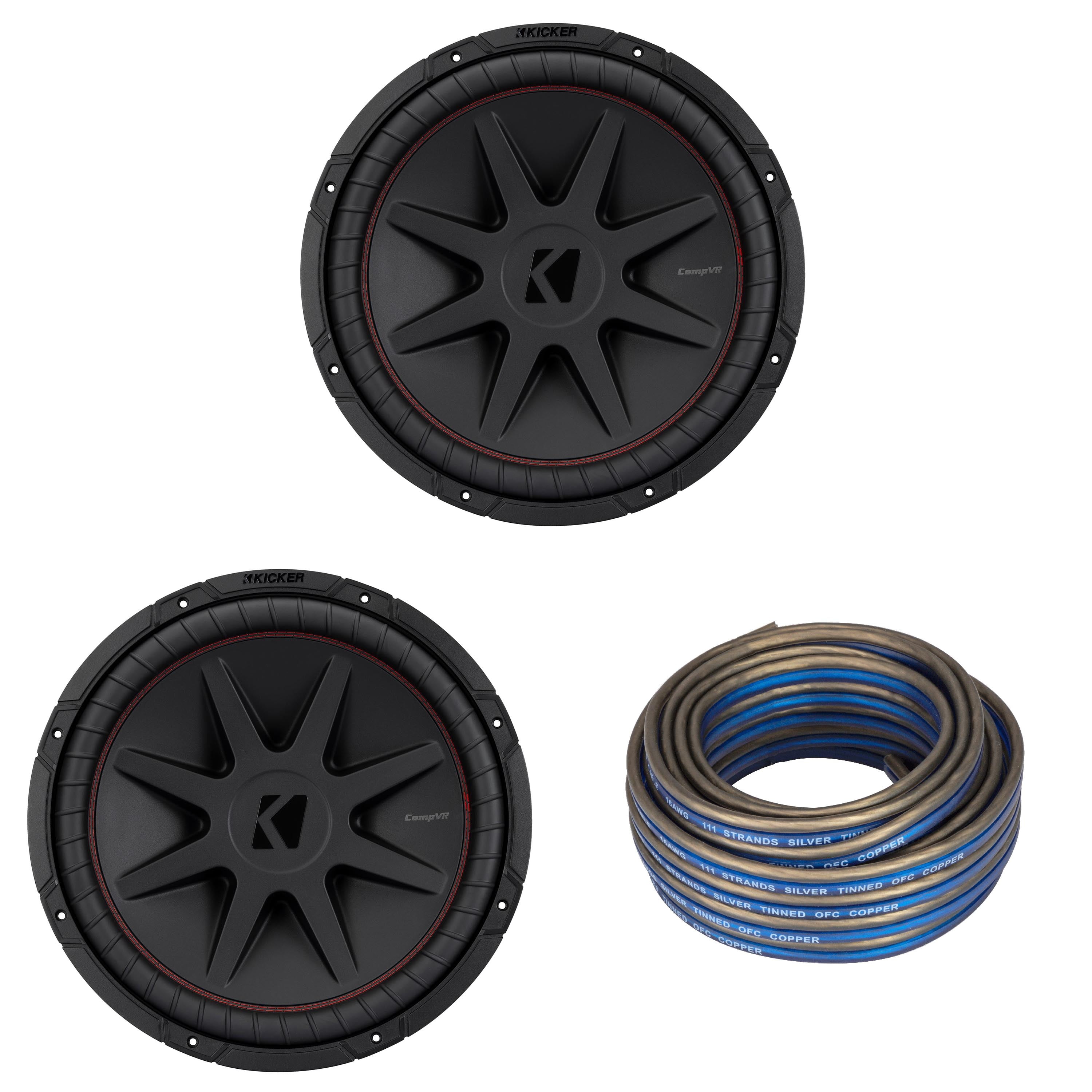 Kicker (2) 52CompVR 15-Inch (38cm) Subwoofers, DVC, 4-Ohm w/ Speaker ...