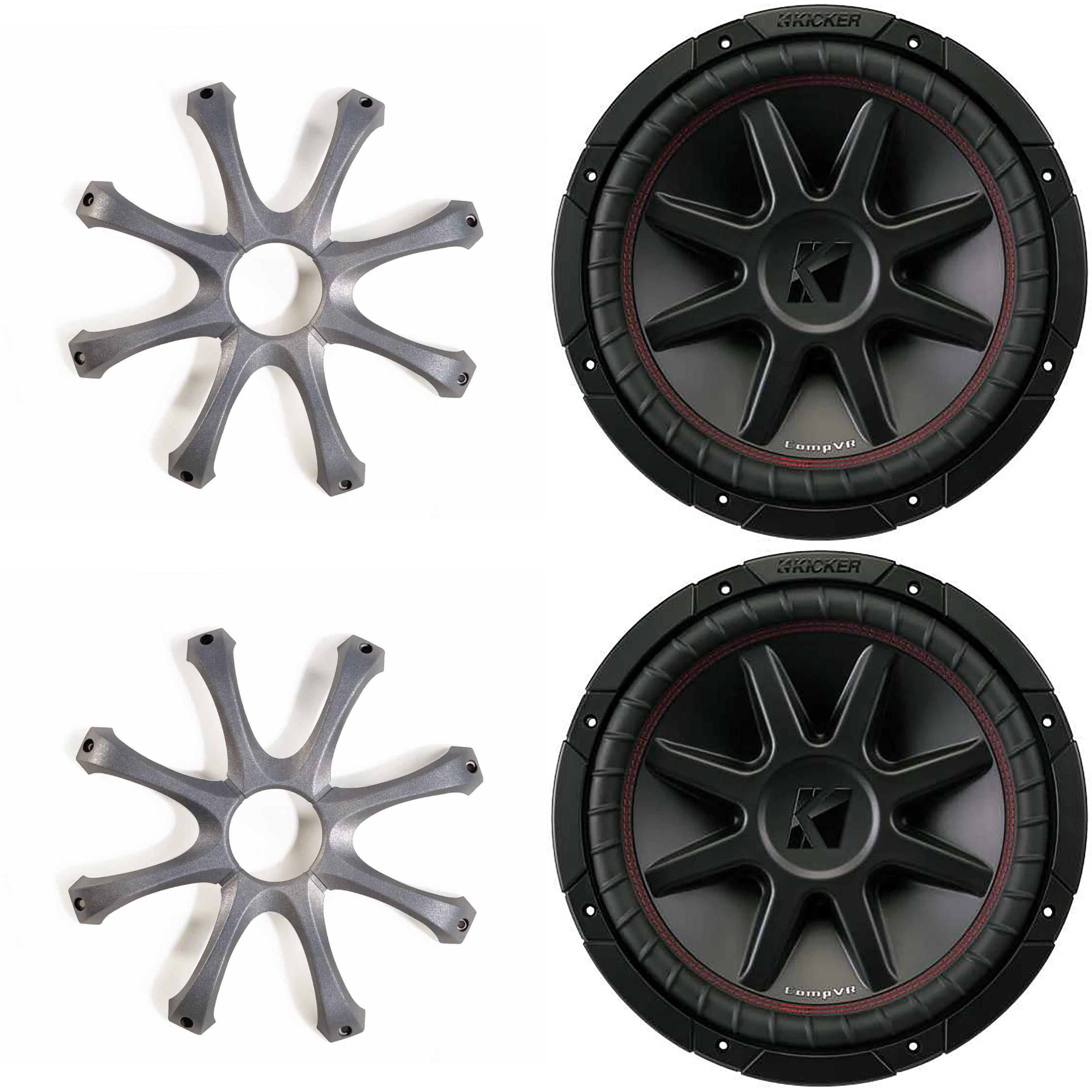 Kicker (2) CompVR 12-Inch (30cm) Subwoofer, DVC, 2-Ohm, w/ GR120 Grills ...