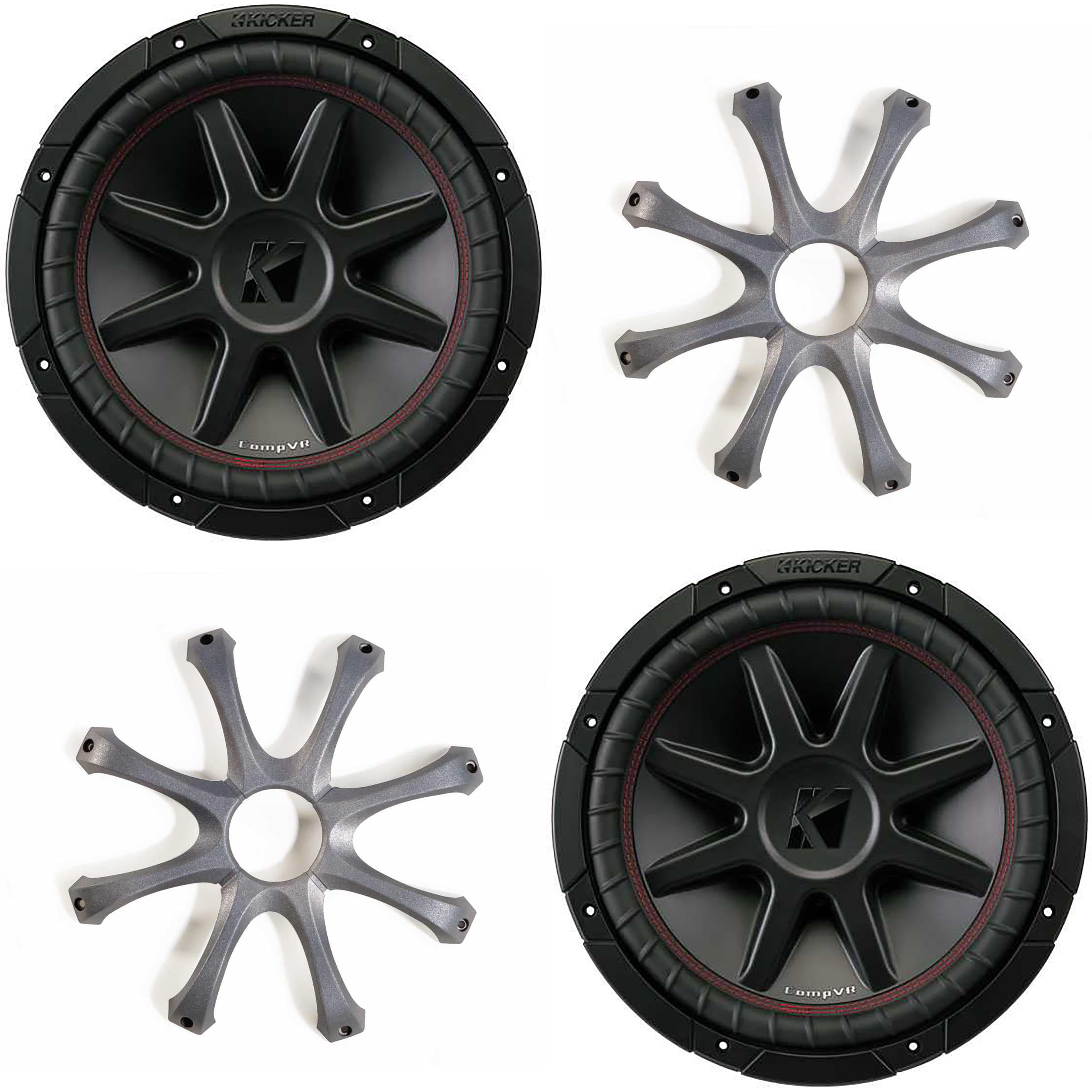 Kicker (2) CompVR 12-Inch (30cm) Subwoofer, DVC, 4-Ohm, w/ GR120 Grills ...