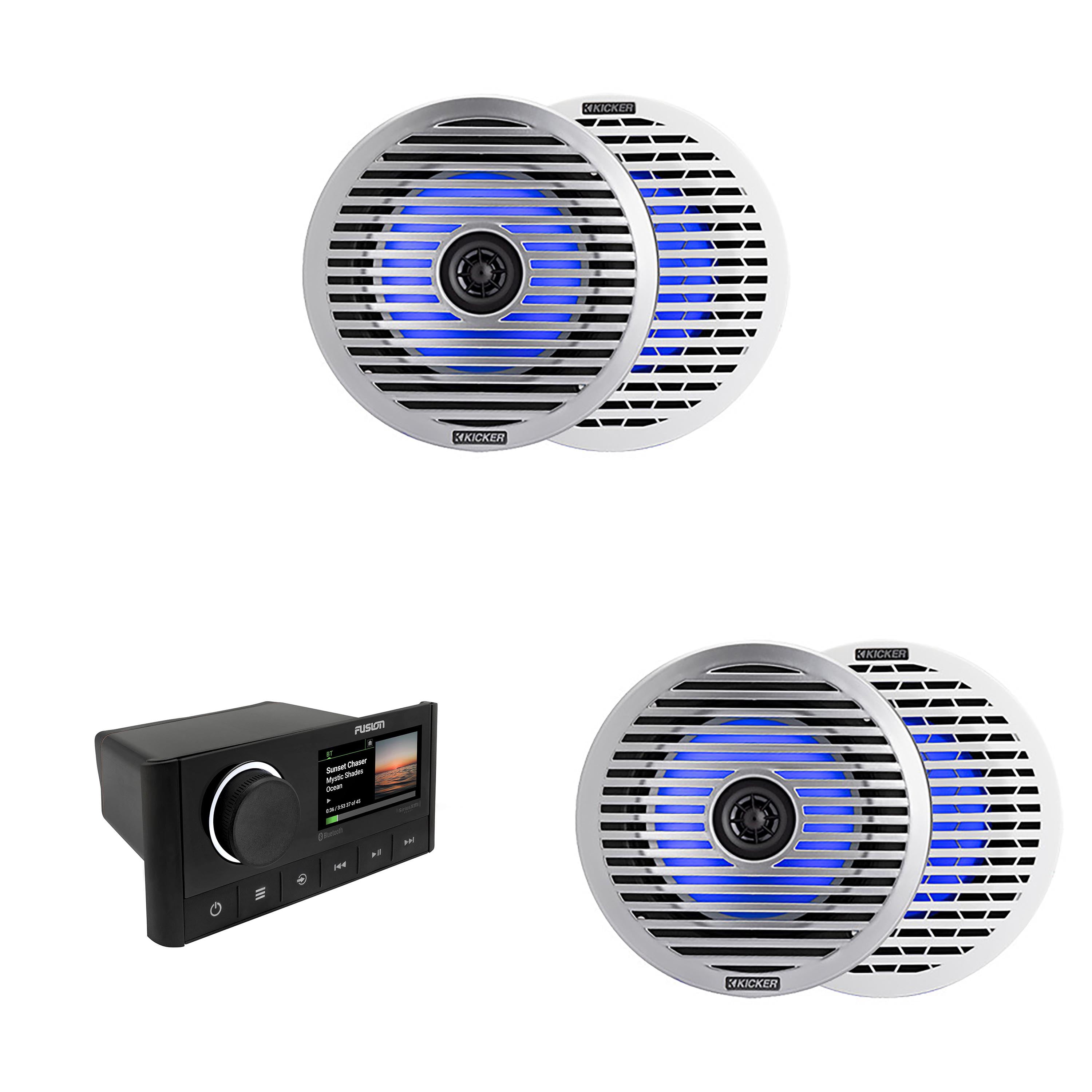 Kicker ( 2 Pair ) 51KM614FL 6.5-Inch (165mm) Thin-Mount Marine Coaxial ...