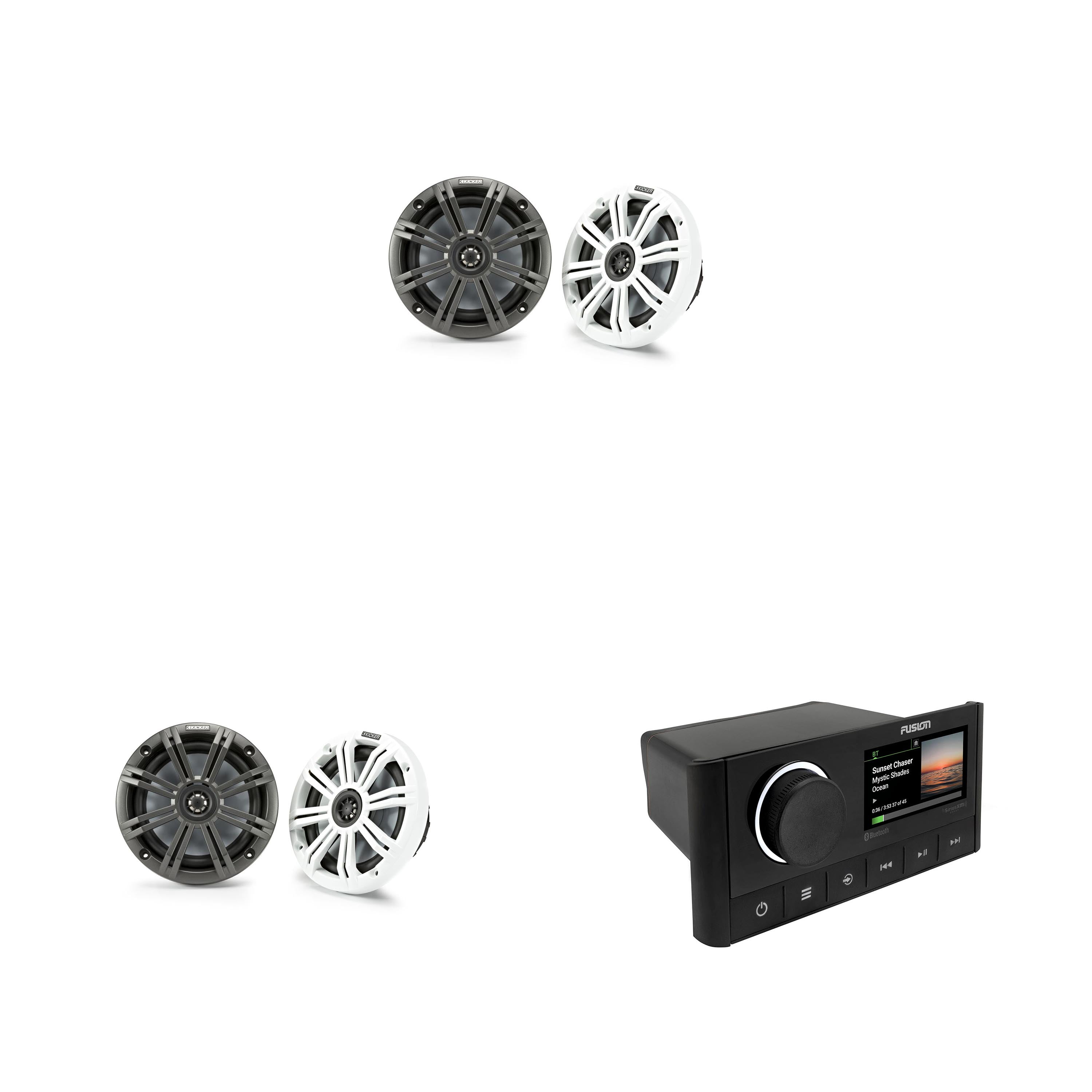 Kicker ( 2 Pair ) KM65 6.5-Inch (165mm) Marine Coaxial Speakers with 3/ ...