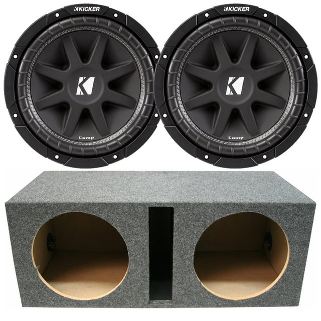 "Kicker Dual 10"" Comp 150W Car Audio Subwoofers with Vented Sub Box ...