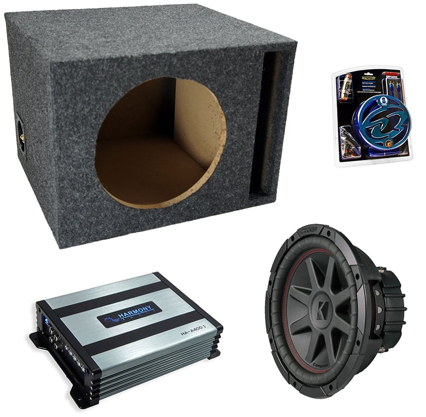 Kicker 43CVR102 10" 400W RMS 2 Ohm Sub, HA-A400.1 800W Amp & 110VH Sub ...