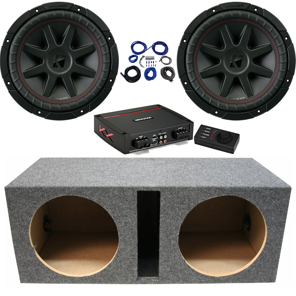 Kicker 43CVR102 10" CompVR 350W Subwoofers w/ Vented Sub Enclosure ...