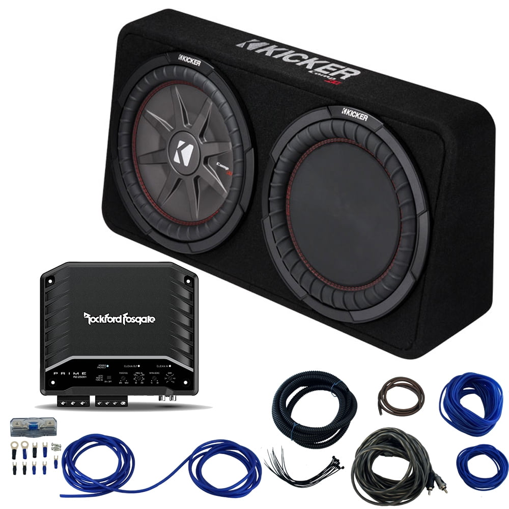 Kicker CompR 12" Loaded Sub Box with R2-500X1 Amp Package - Walmart.com