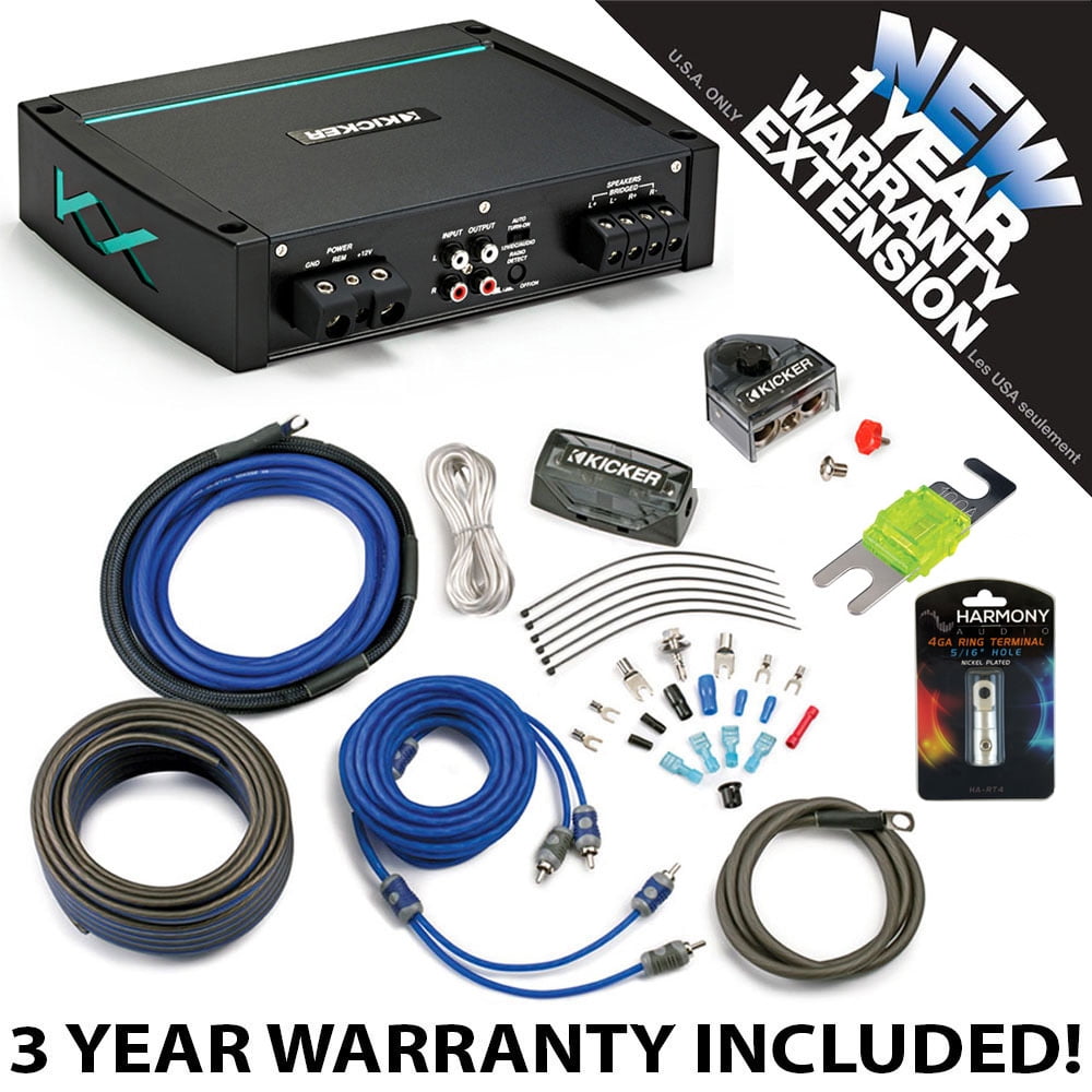 Kicker 44KXMA4002 Car Audio 2 Channel Amp KXMA400.2 Amplifier Kit ...
