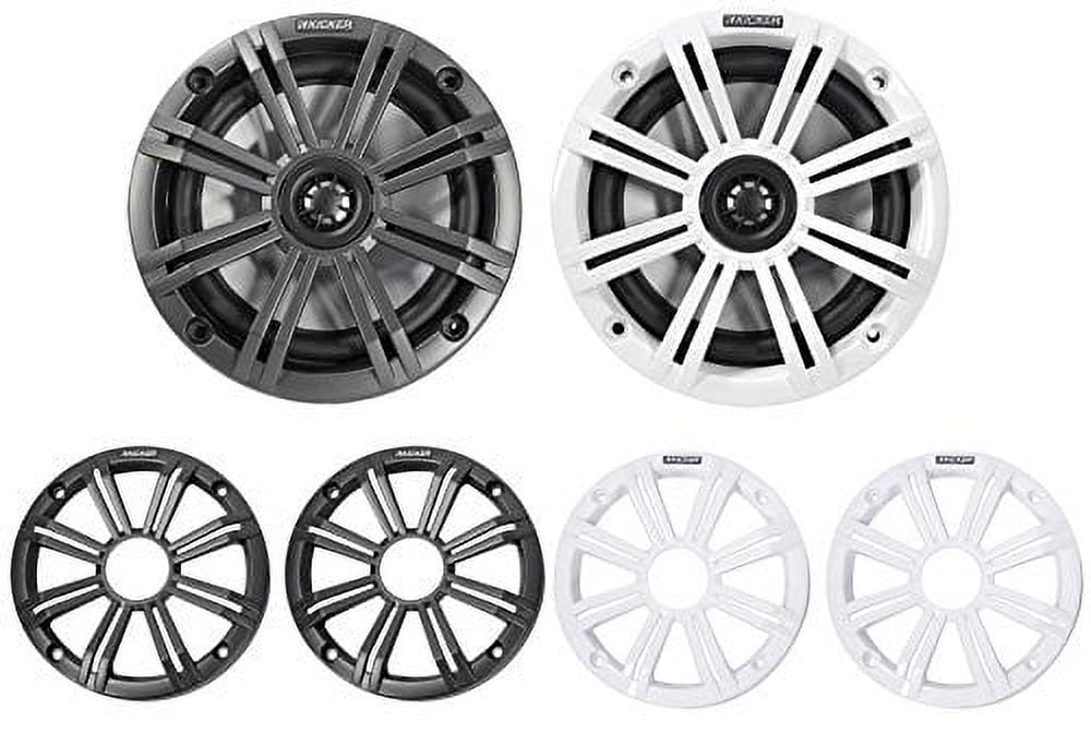 Kicker KM65 6.5-Inch Marine Coaxial Speakers with 3/4-Inch Tweeters, 4 ...