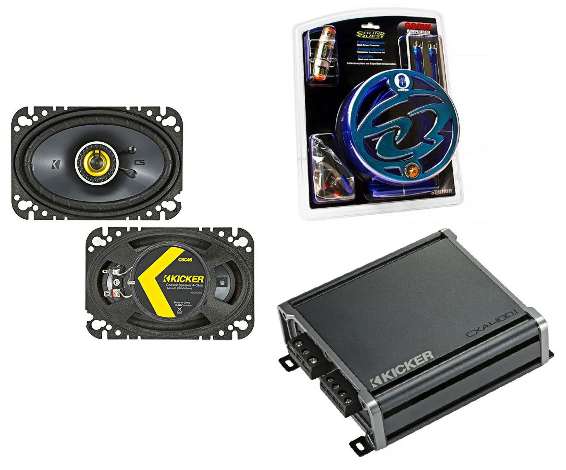 Kicker 46CSC464 4x6" Speakers, Kicker 46CXA4001 800W Sub Amp & SQK8 Amp ...
