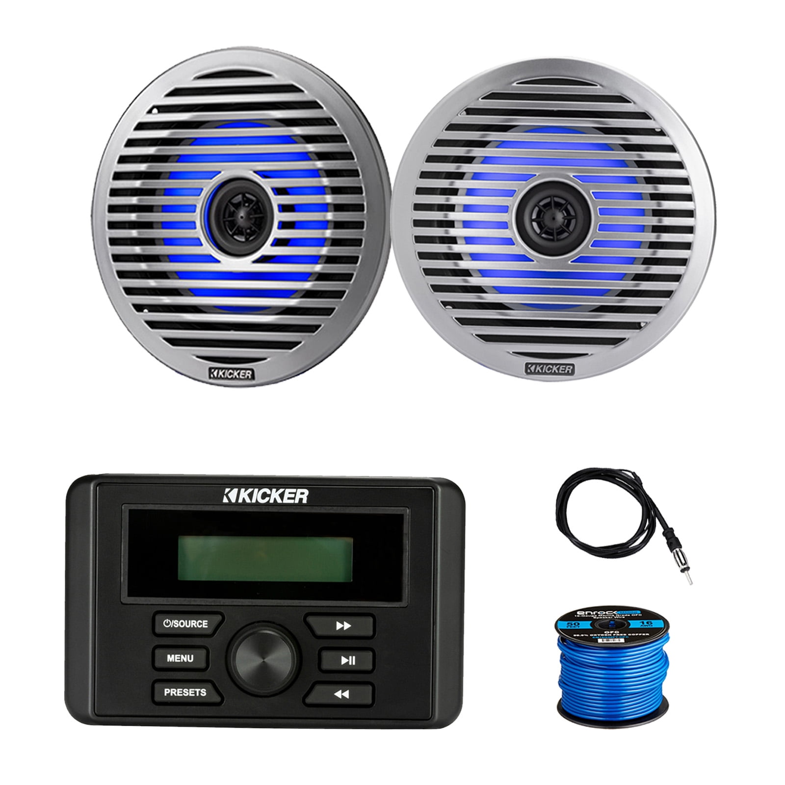 Kicker 46KMC3 Marine Gauge Style USB Bluetooth AM/FM Media Center ...