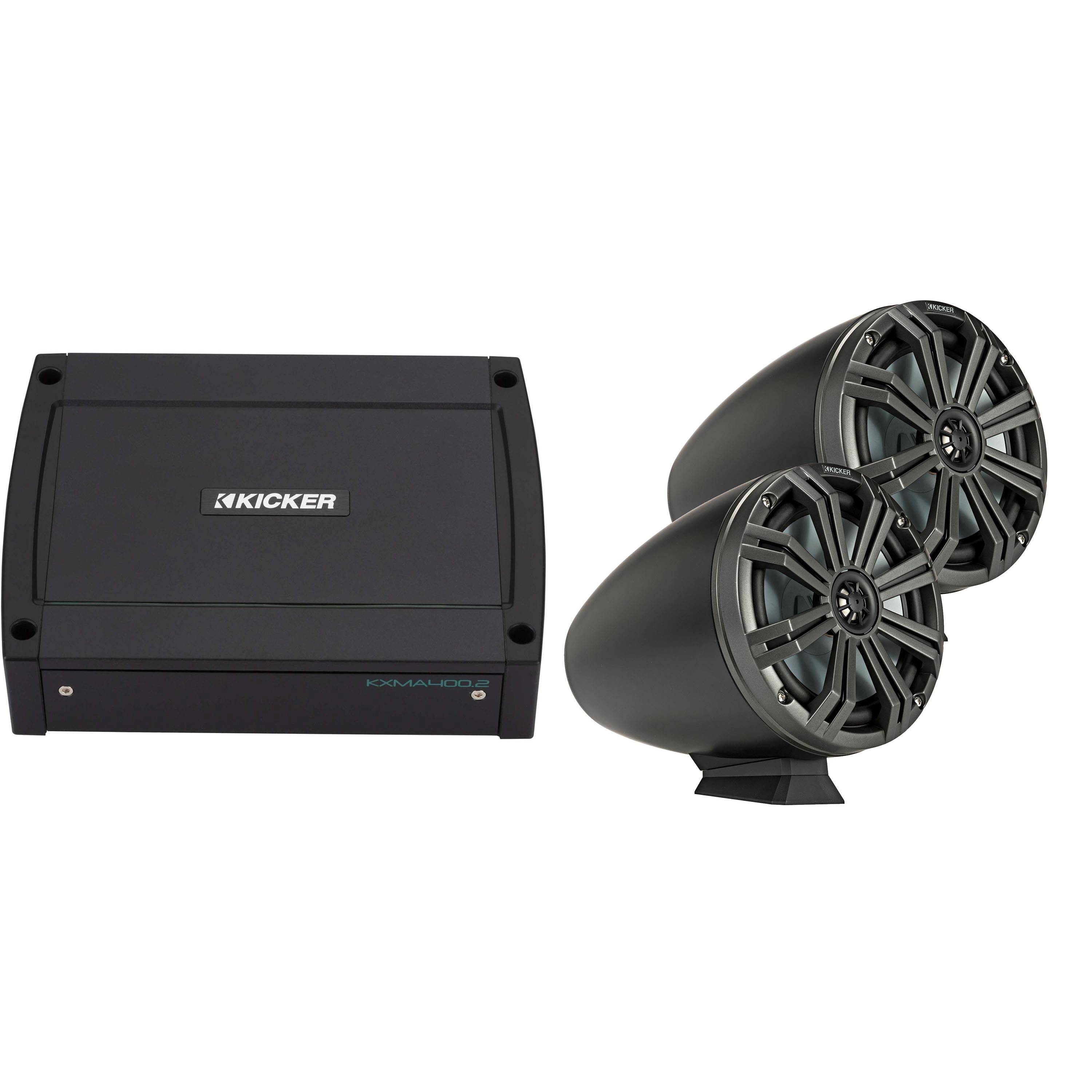 Kicker 46KMFC8 8" Black Loaded Marine Wake Tower Enclosures & 400 Watt ...