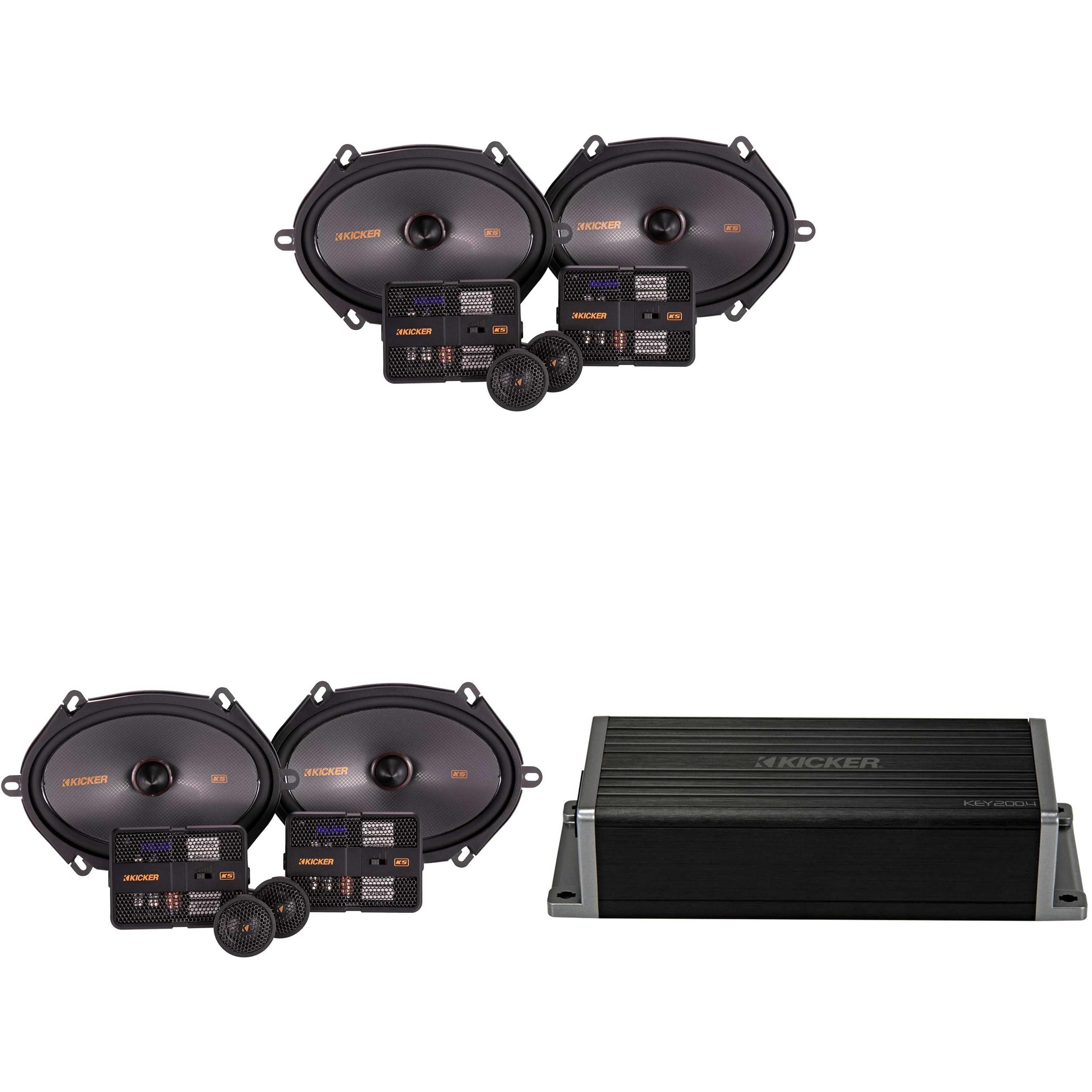 Kicker 47KEY2004 4-Channel DSP Smart Amp w/ (2) 51KSS6804 6x8" Audio ...