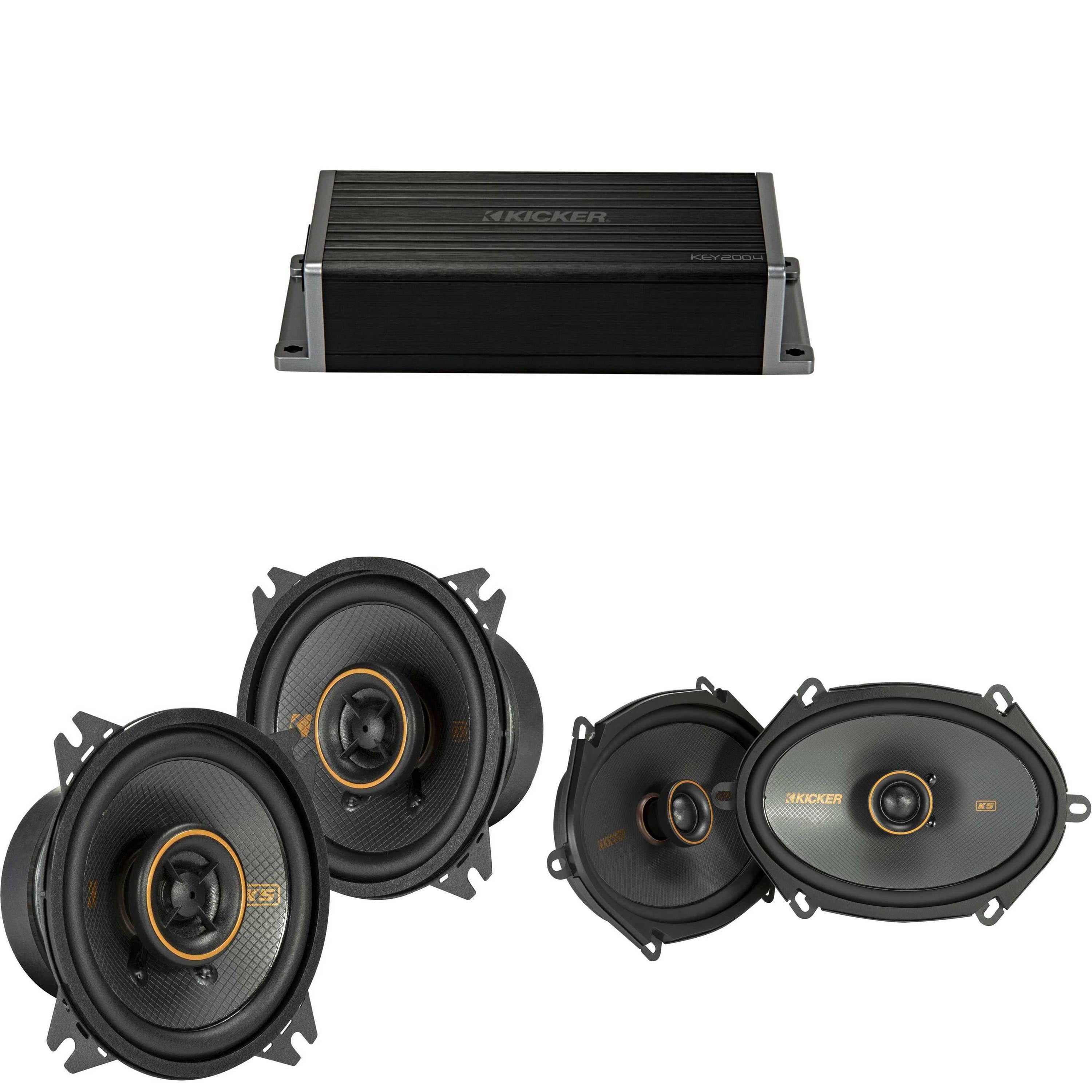 Kicker 47KEY2004 4-Channel DSP Smart Amp w/ 51KSC 4" & 6x8" Audio ...
