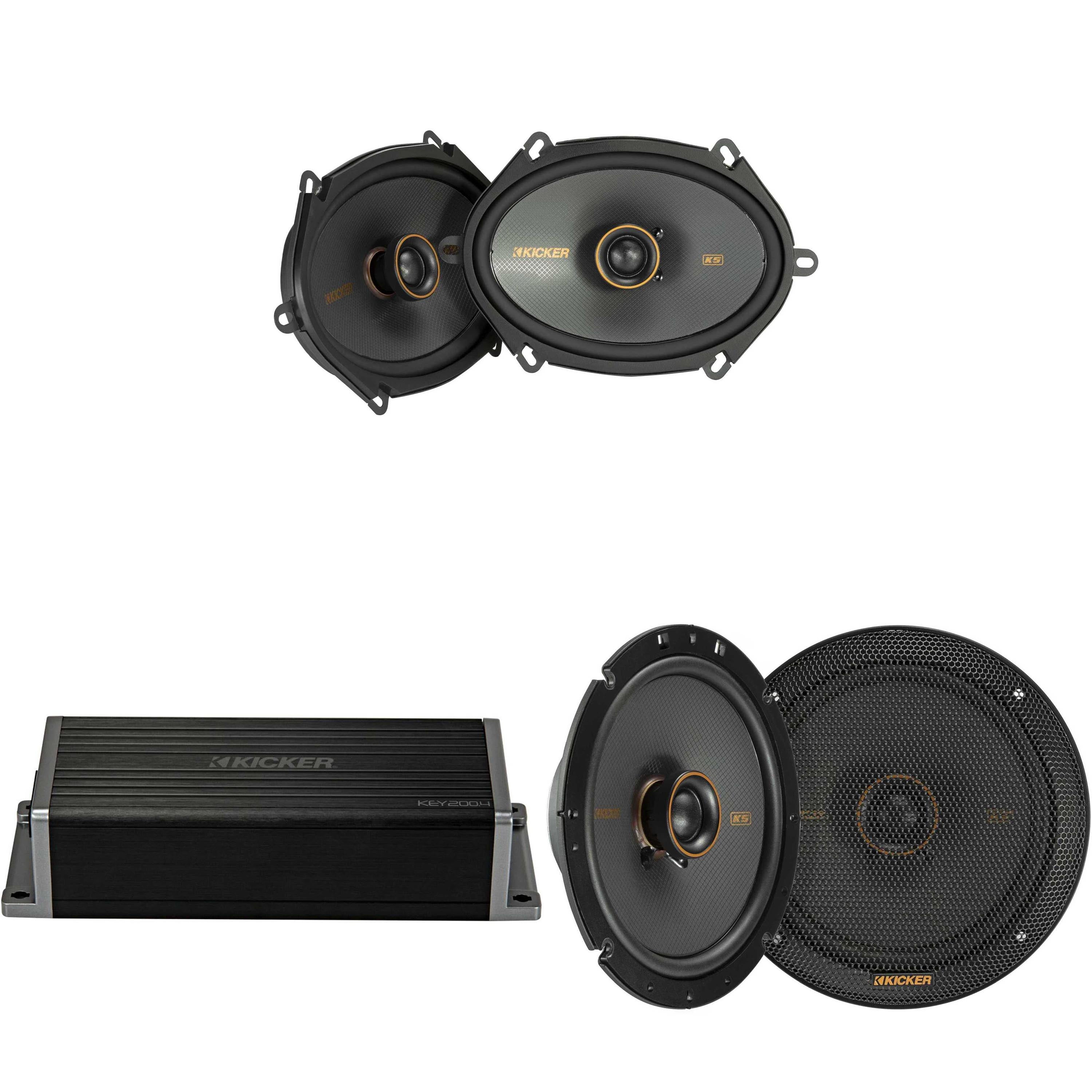 Kicker 47KEY2004 4-Channel DSP Smart Amp w/ 51KSC 6.75" 3 & 6x8" Audio ...