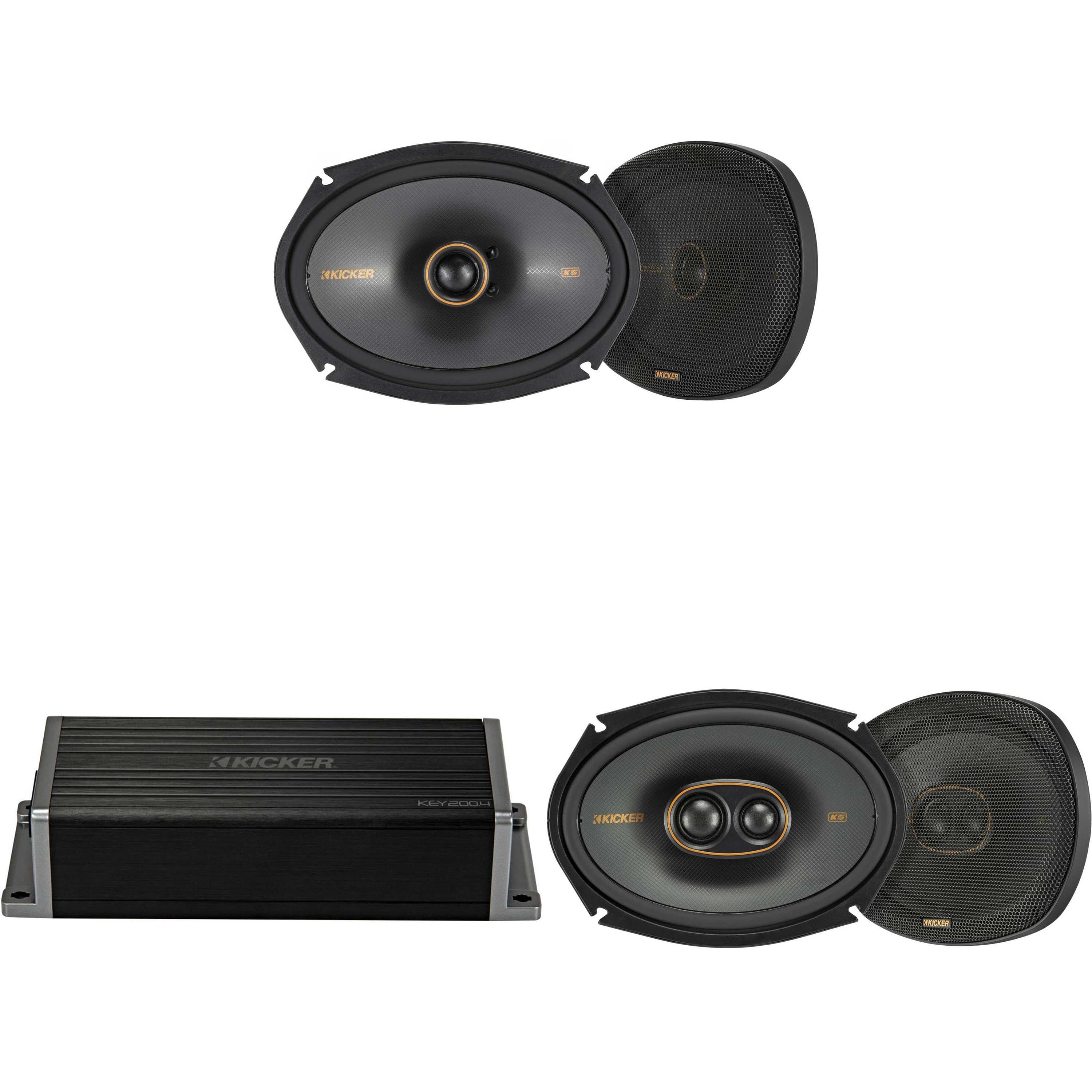 Kicker 47KEY2004 4-Channel DSP Smart Amp w/ 51KSC 6x9" 3 & 6x9" 3-way ...
