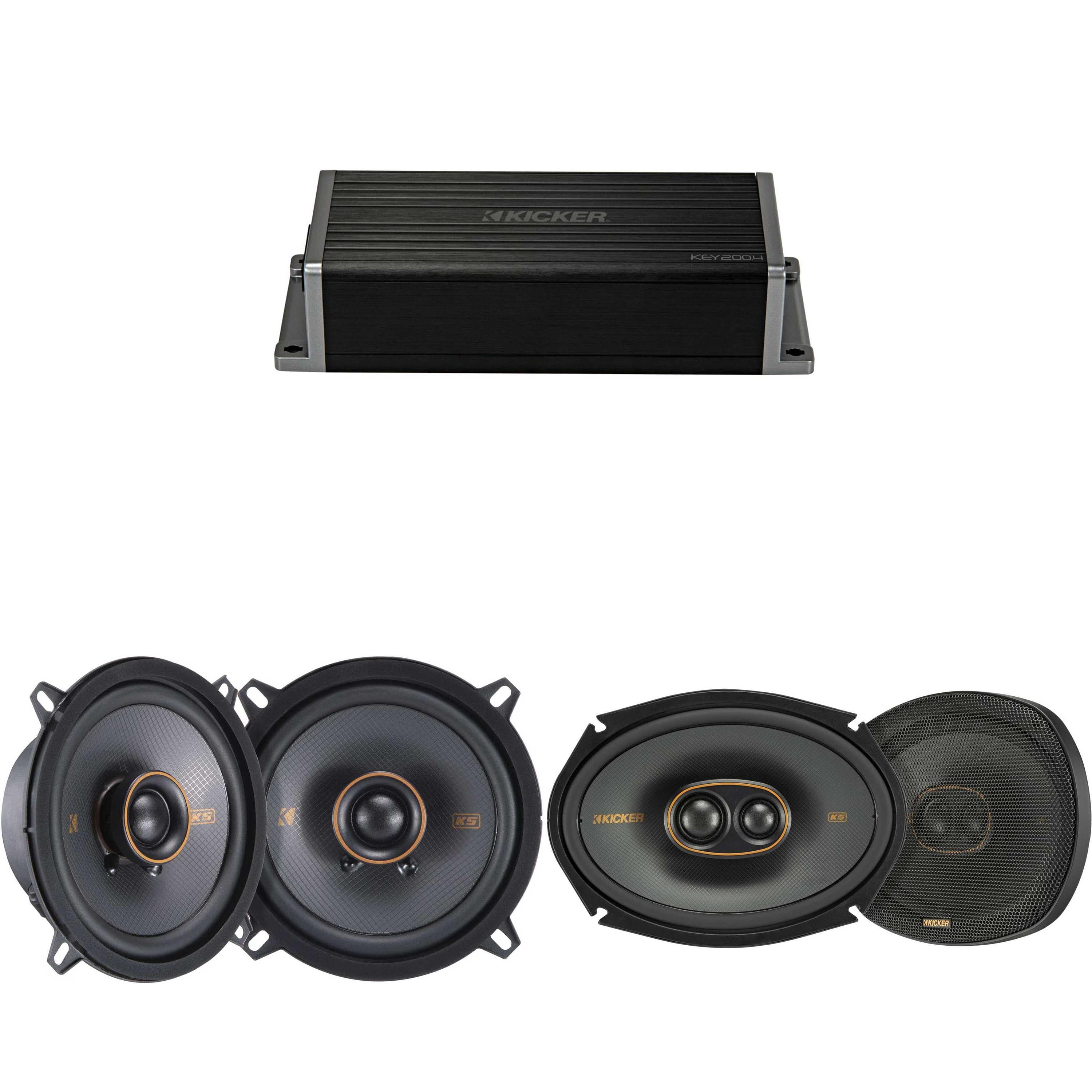 Kicker 47KEY2004 4-Channel DSP Smart Amp w/ 51KSC 6x9" 3-Way & 5.25 ...