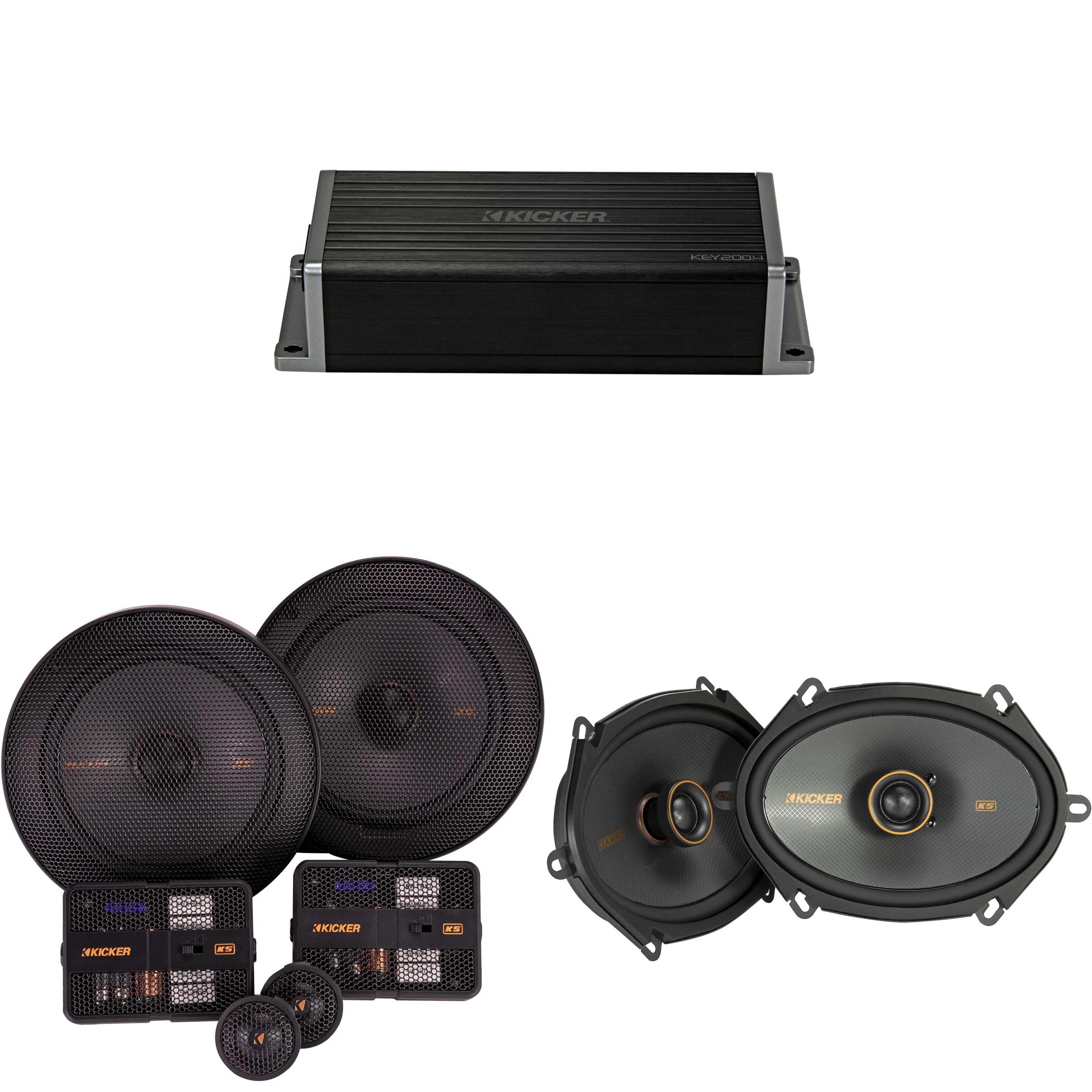 Kicker 47KEY2004 4-Channel DSP Smart Amp w/ 51KSS 6.5" & 6x8" Audio ...
