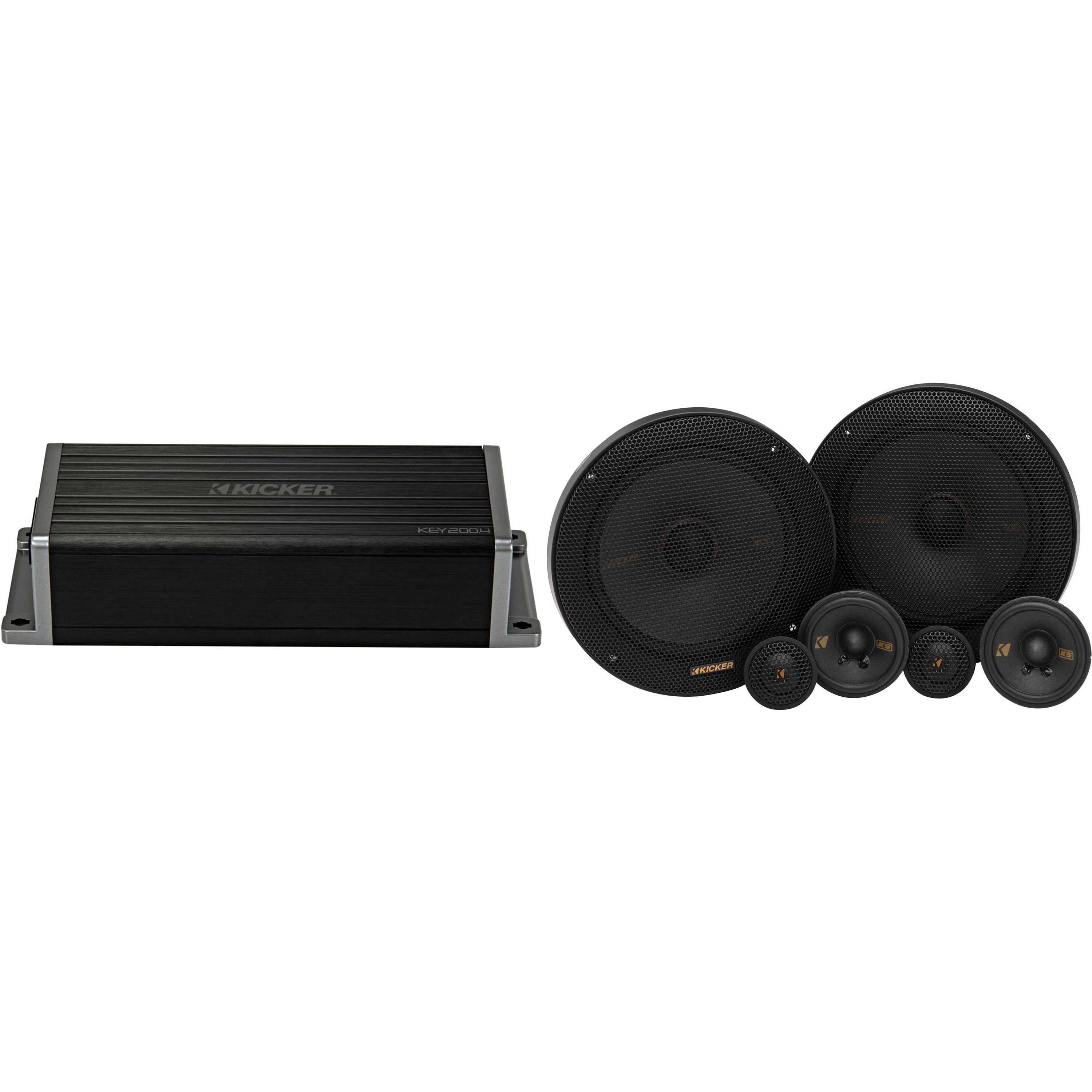 Kicker 47KEY2004 4-Channel DSP Smart Amp w/ 51KSS365 6.5" 3-Way Audio ...