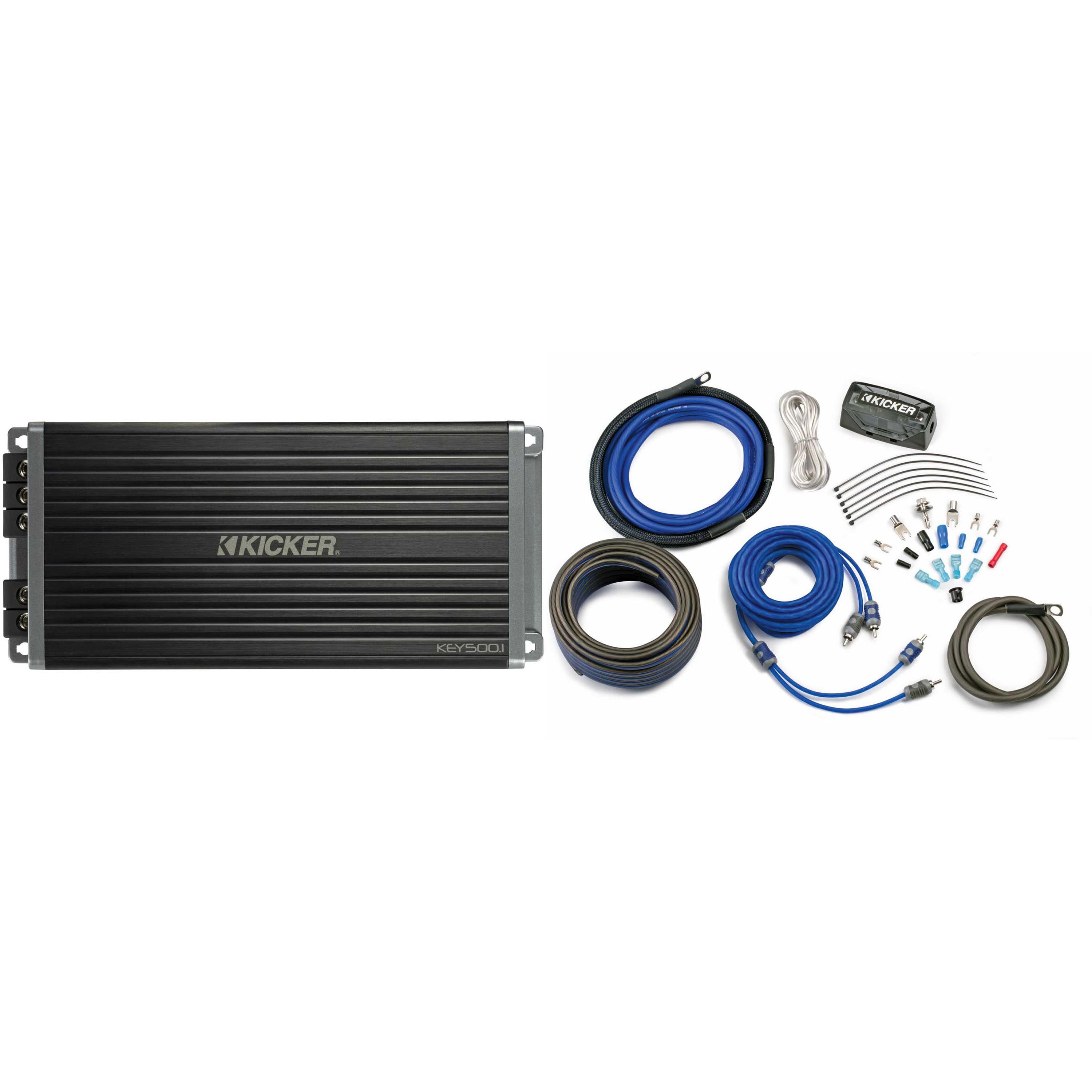Kicker 47KEY5001 500-Watt Mono Channel Amp With CK4 Amp Kit Bundle ...