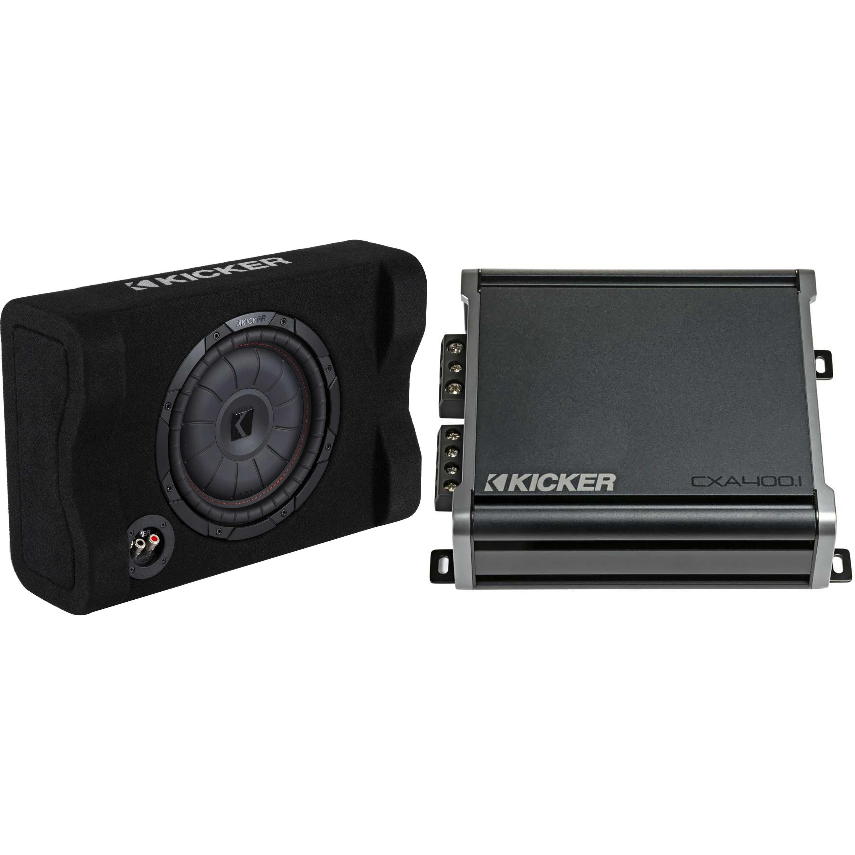 Kicker 48CVTDF102 CVTDF 10" Sub Down Firing enclosure w/ 400 Watt Amp ...