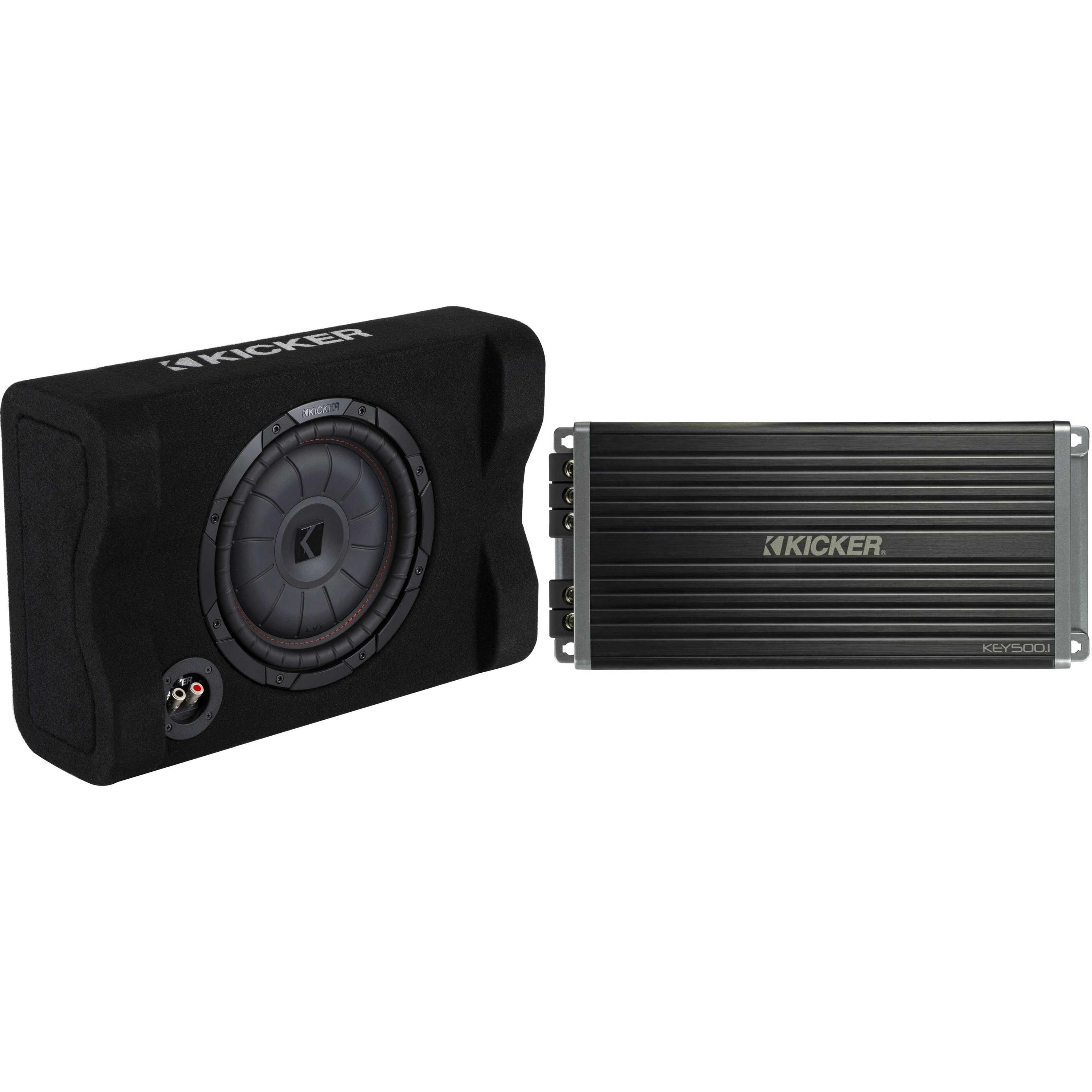 Kicker 48CVTDF102 CVTDF 10" Sub Down Firing enclosure w/ 500 Watt Key ...