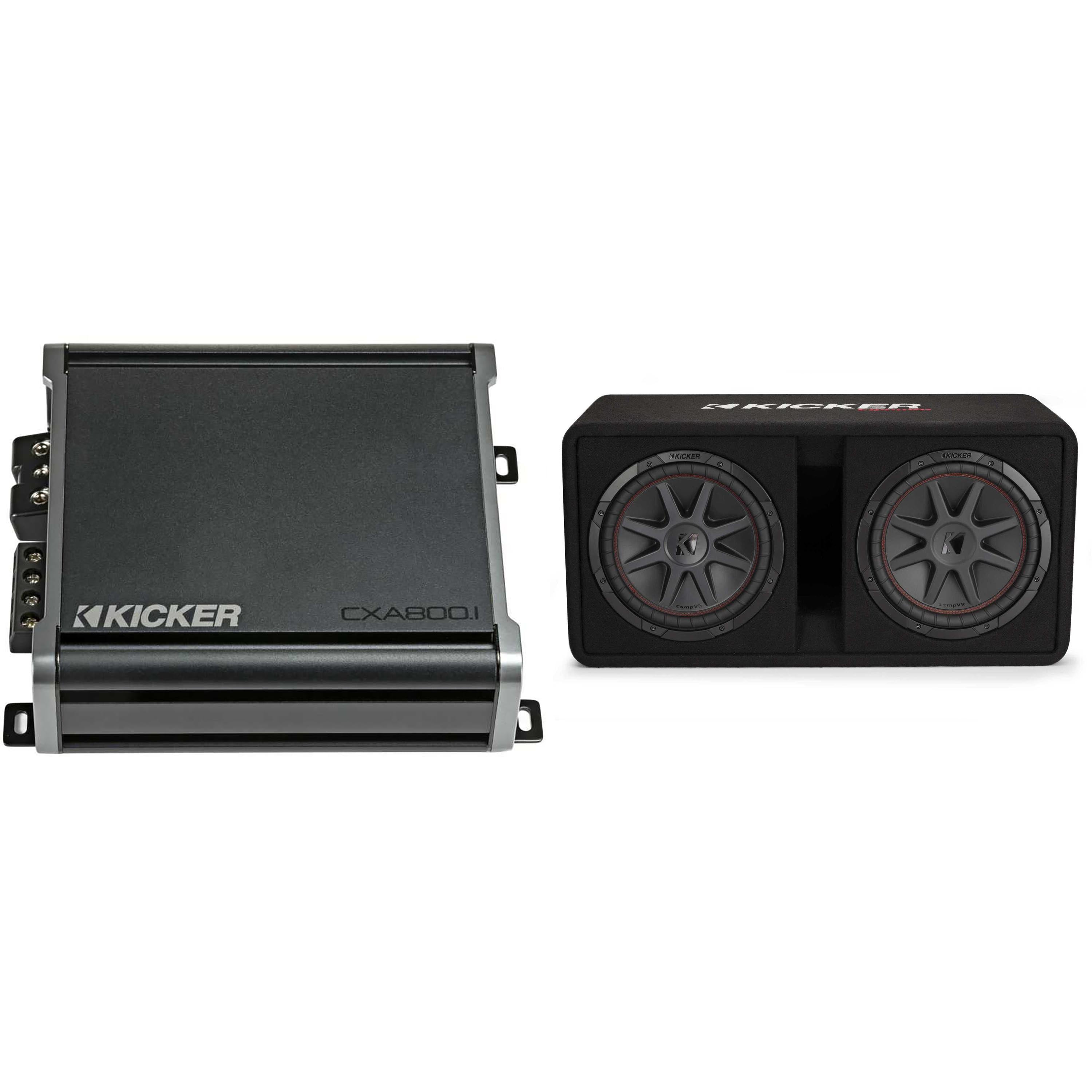 Kicker 48DCVR122 CompVR 12" dual subs in vented box & 46CXA800.1 Amp ...