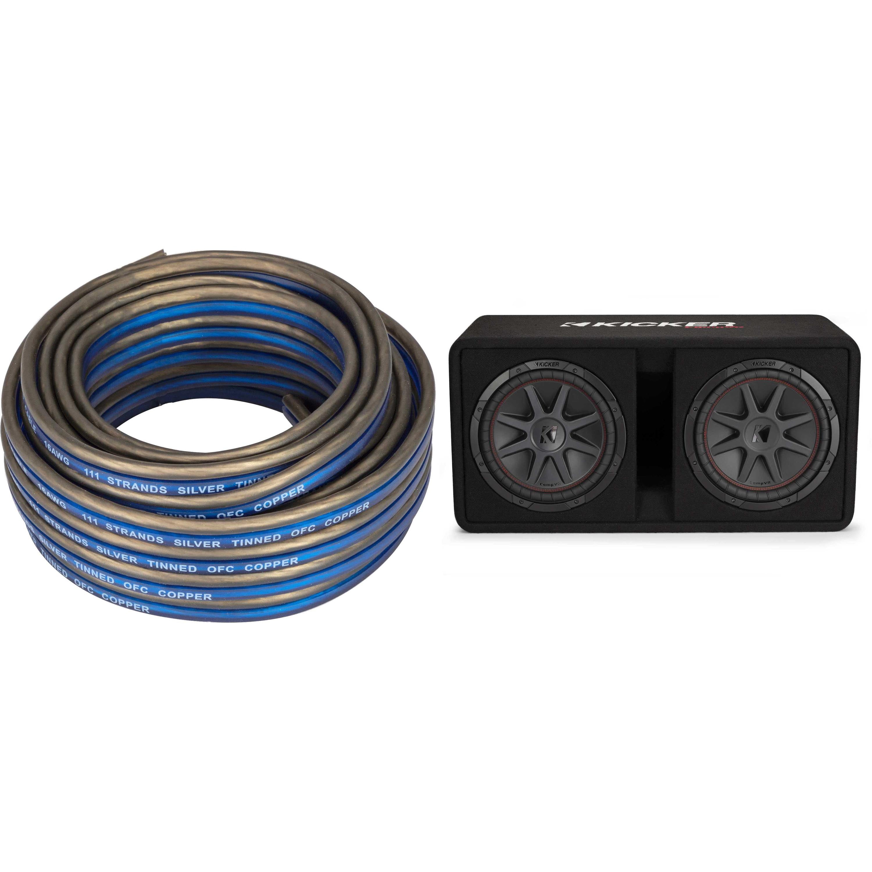 Kicker 48DCVR122 CompVR 12" dual subwoofers in vented box, 2-ohm w ...