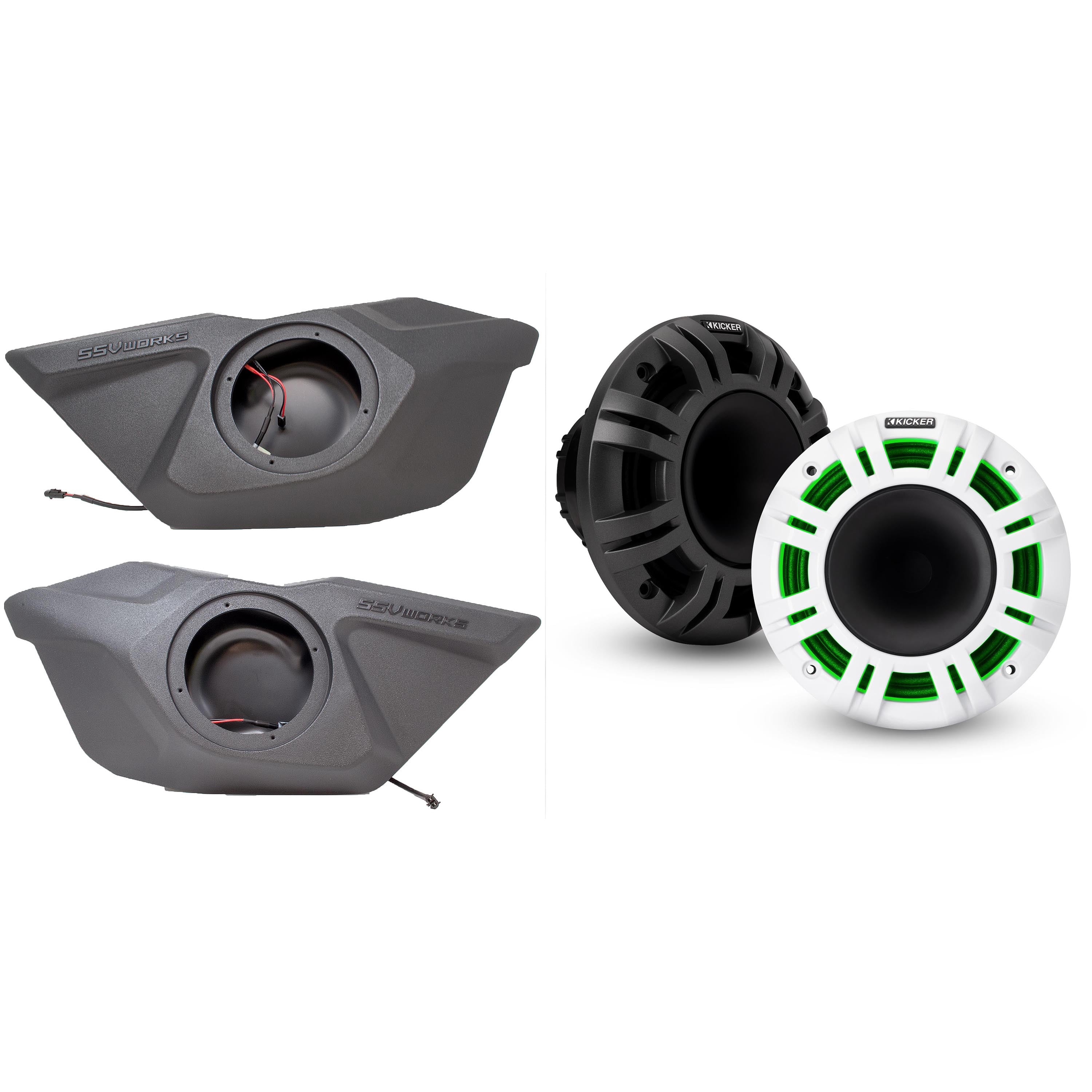 Kicker 48KMXL65 6.5" Horn-Loaded Marine Speakers and Front Door 6.5in ...