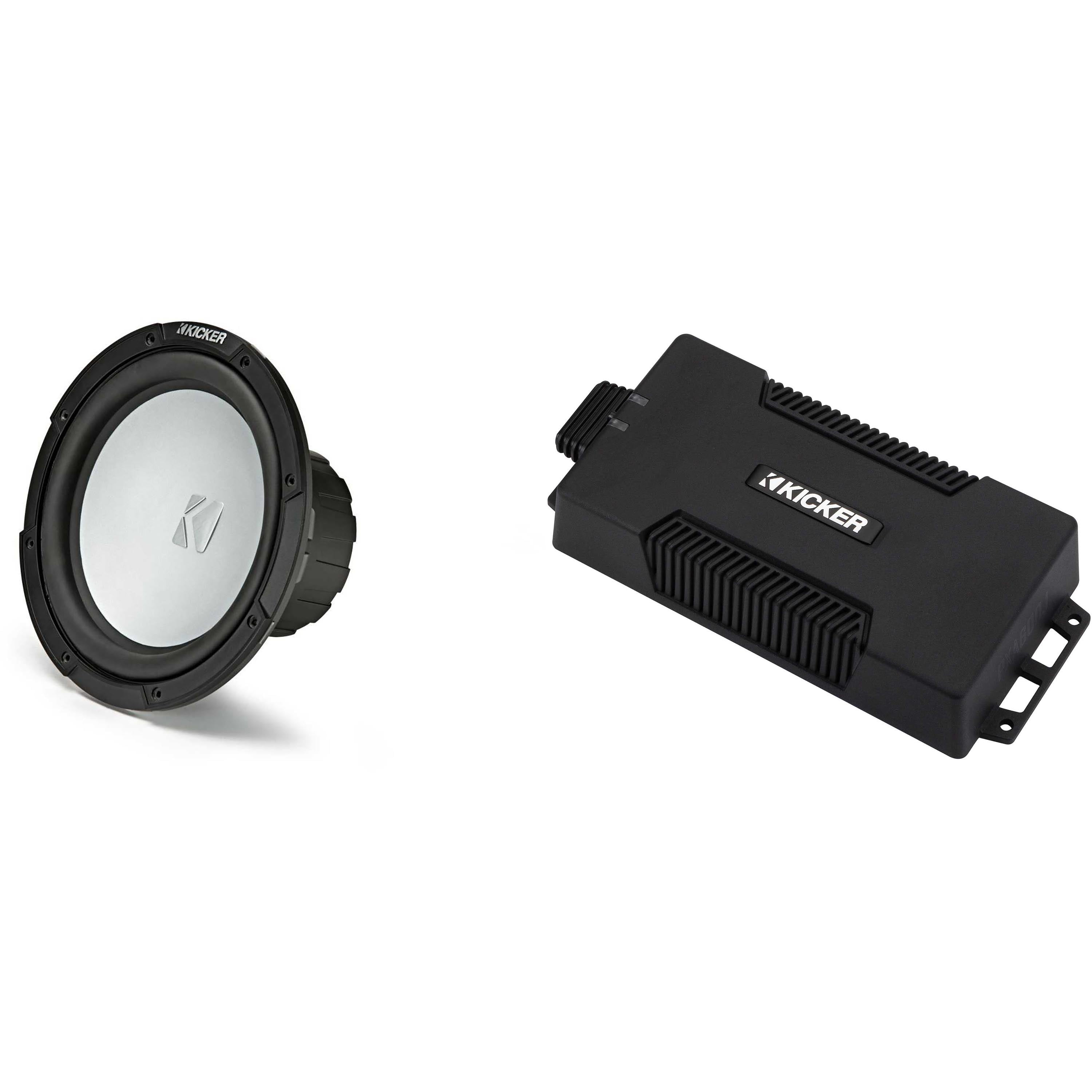Kicker 48PXA6001 Weatherproof Powersport Mono Amp & 10" 4 Ohm Marine ...