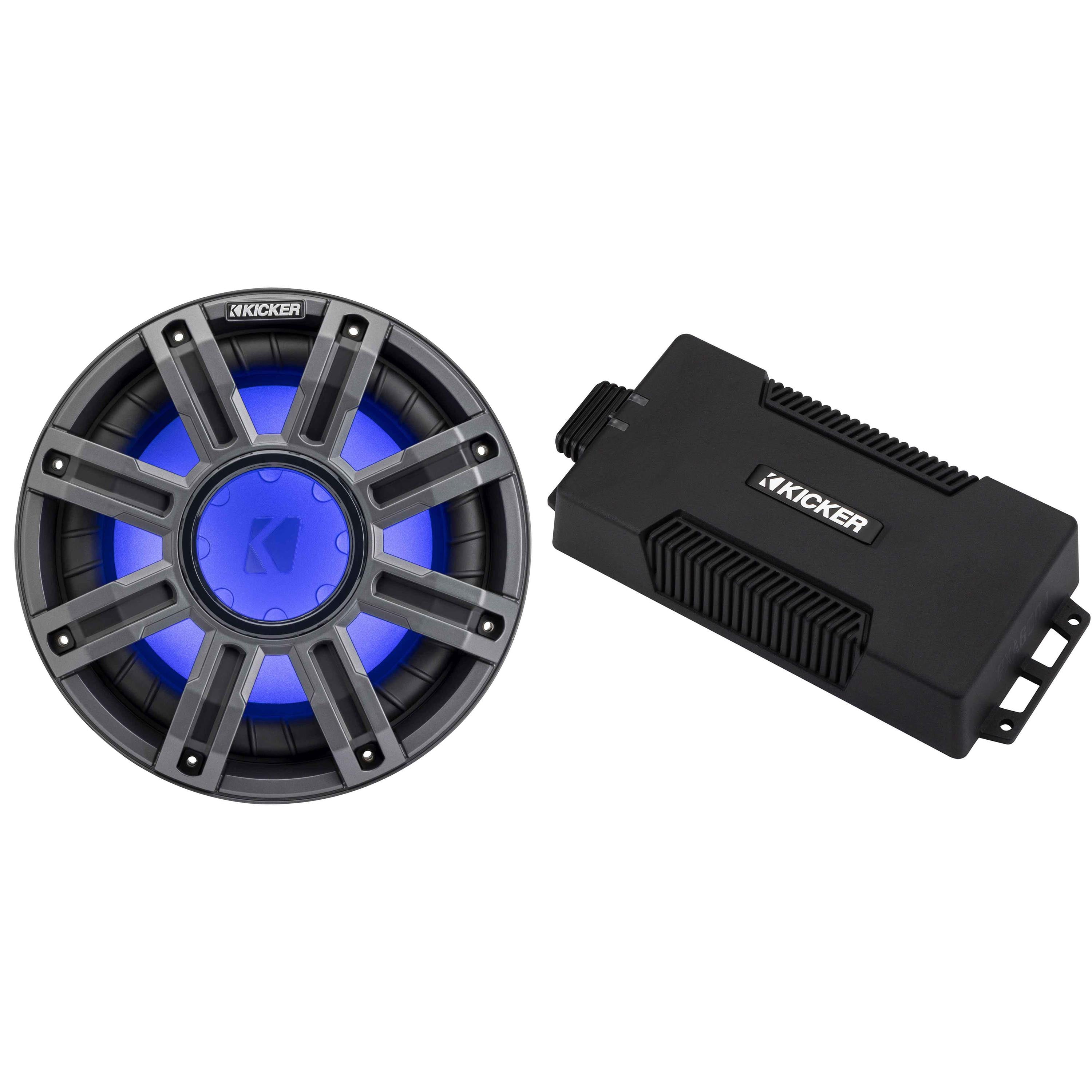Kicker 48PXA6001 Weatherproof Powersport Mono Amp & 10" 4 Ohm Premium ...