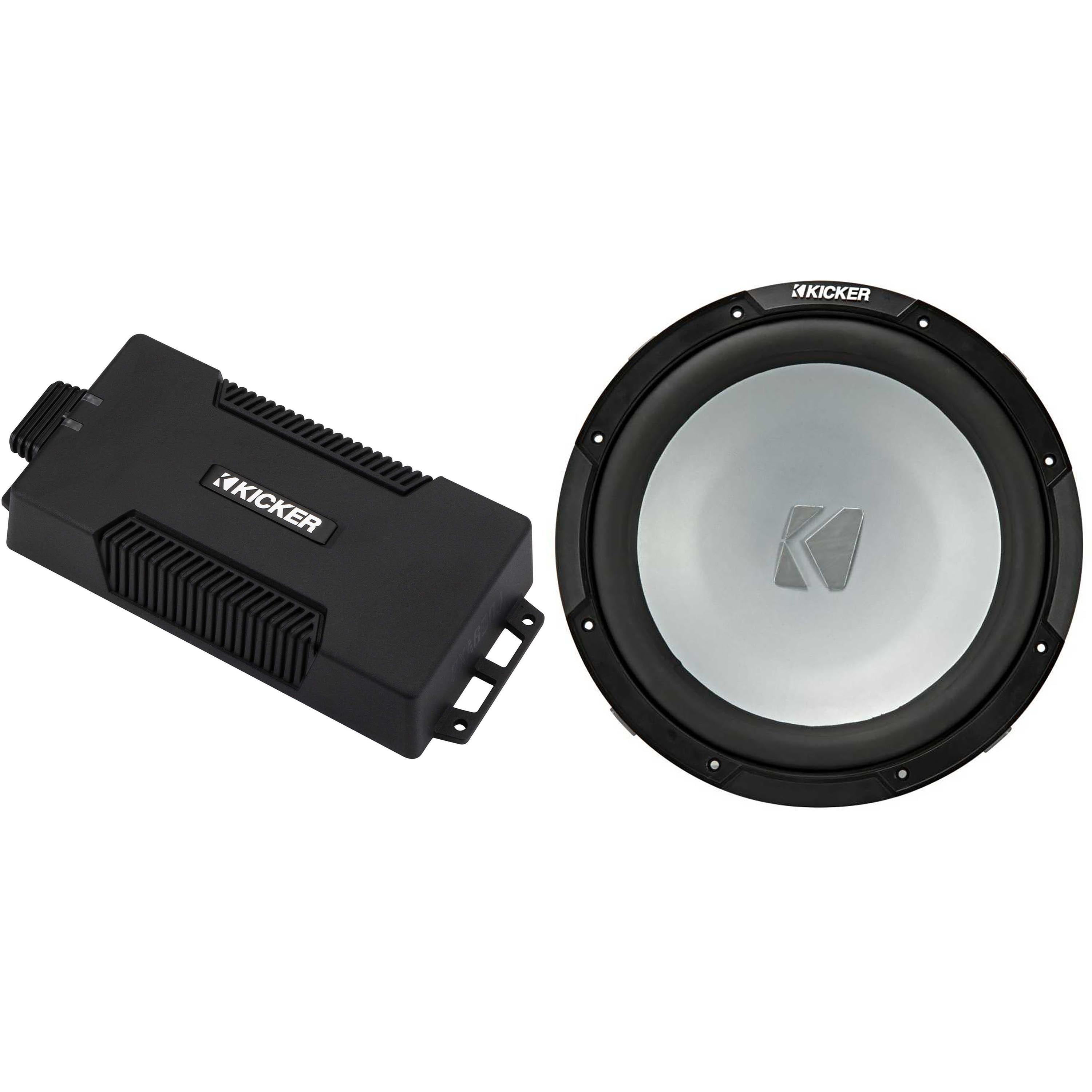 Kicker 48PXA6001 Weatherproof Powersport Mono Amp & 12" 2 Ohm Free-Air ...