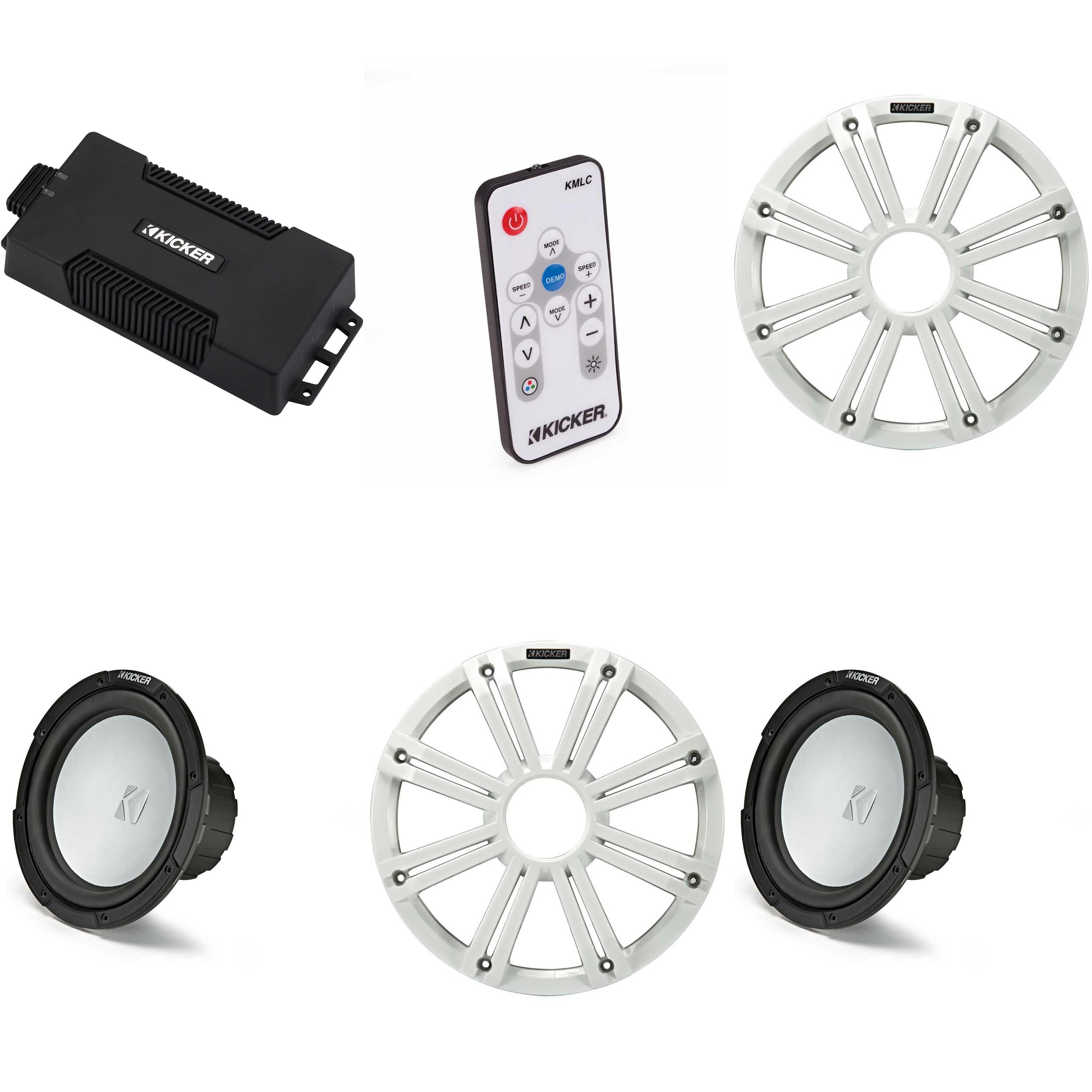 Kicker 48PXA6001 Weatherproof Powersport Mono Amp & (2) 10" 4 Ohm Free ...