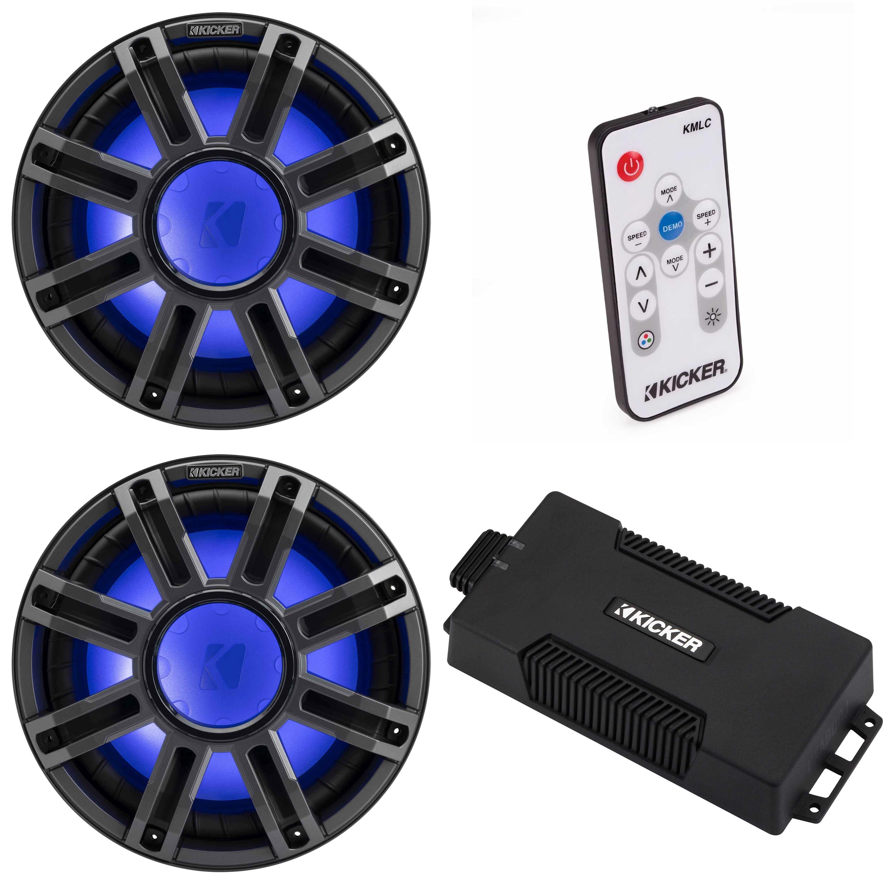 Kicker 48PXA6001 Weatherproof Powersport Mono Amp & (2) 12" 4 Ohm ...