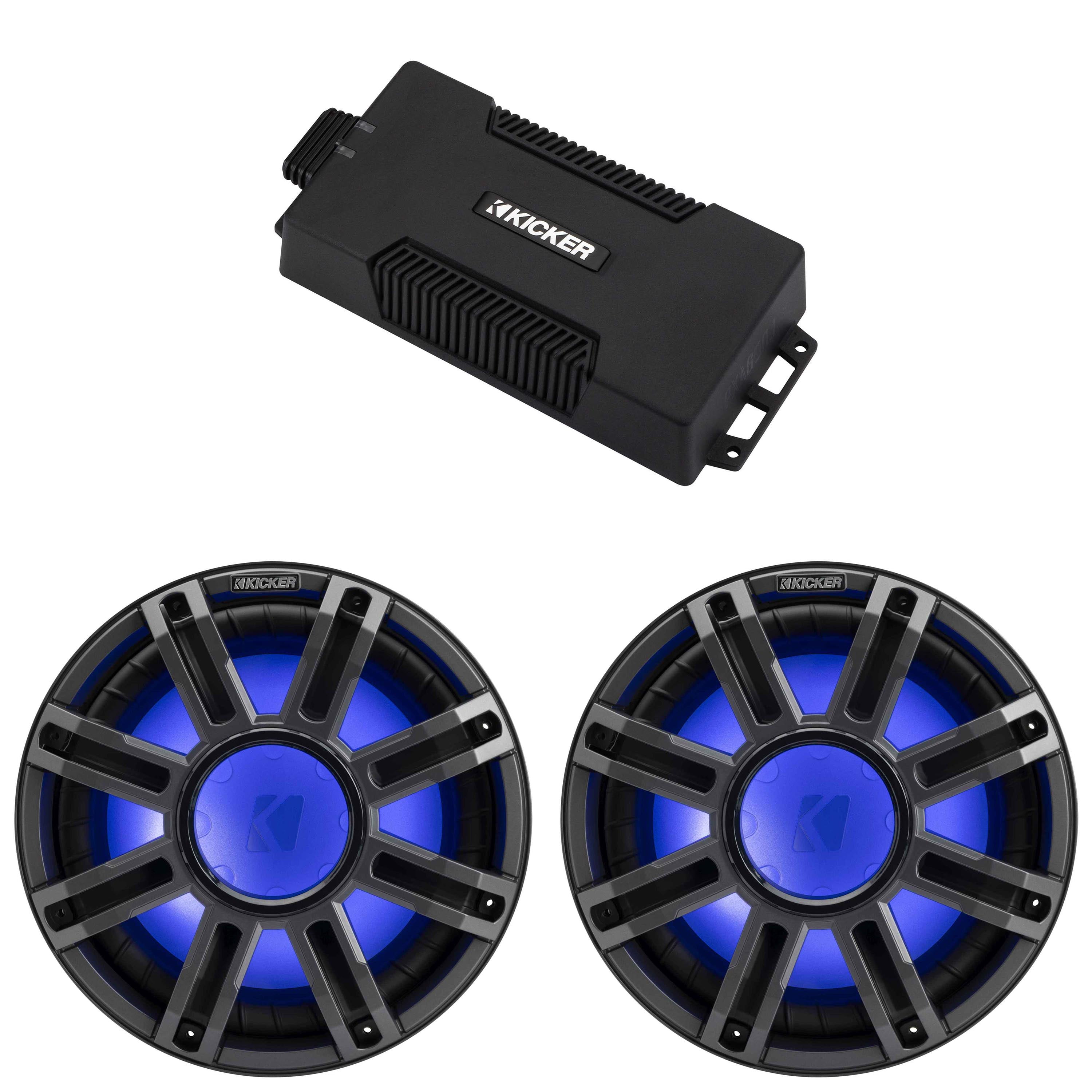 Kicker 48PXA6001 Weatherproof Powersport Mono Amp & (2) 12" 4 Ohm ...