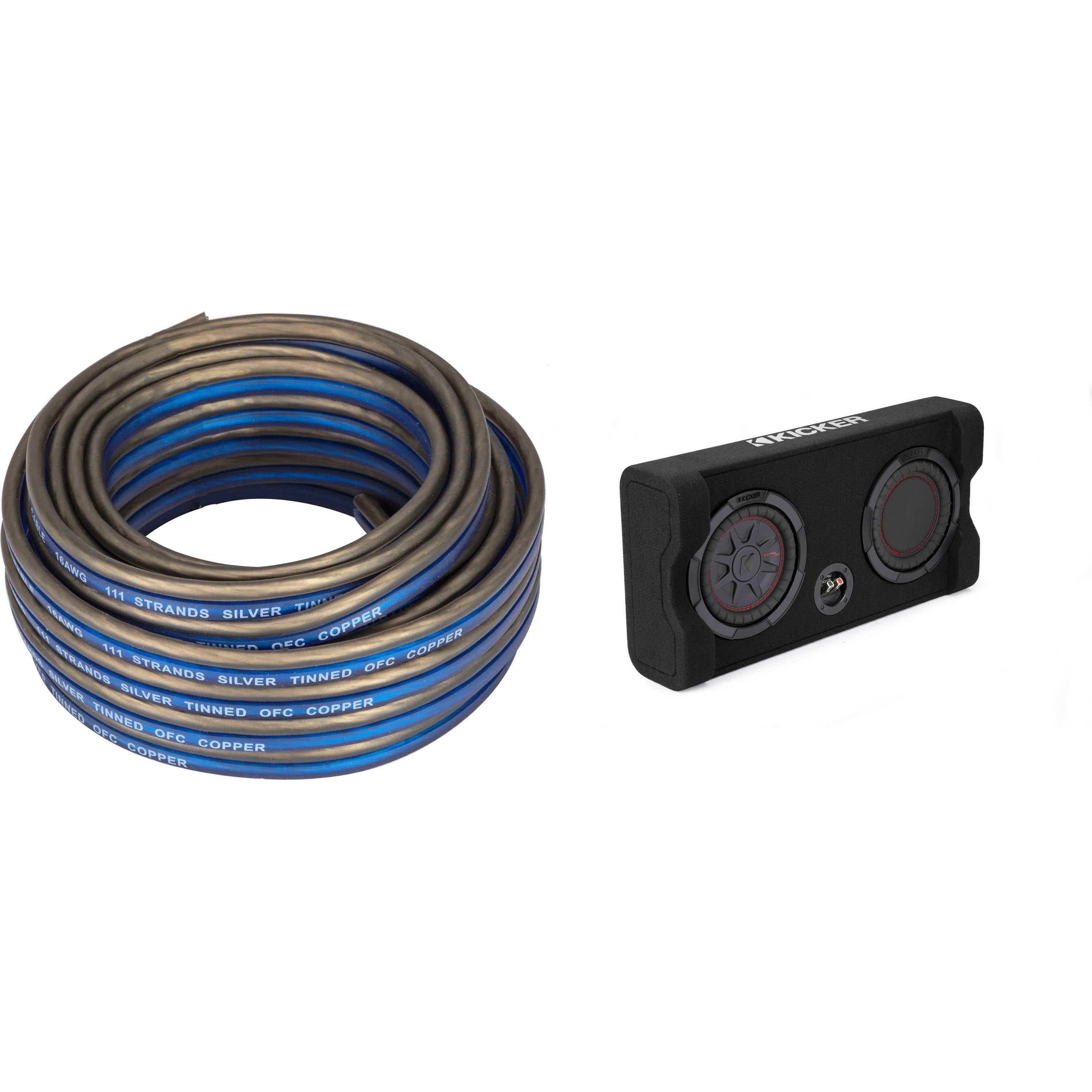 Kicker 48TRTP82 Comp RT 8" Subwoofer Enclosure Package w/ Speaker Wire ...